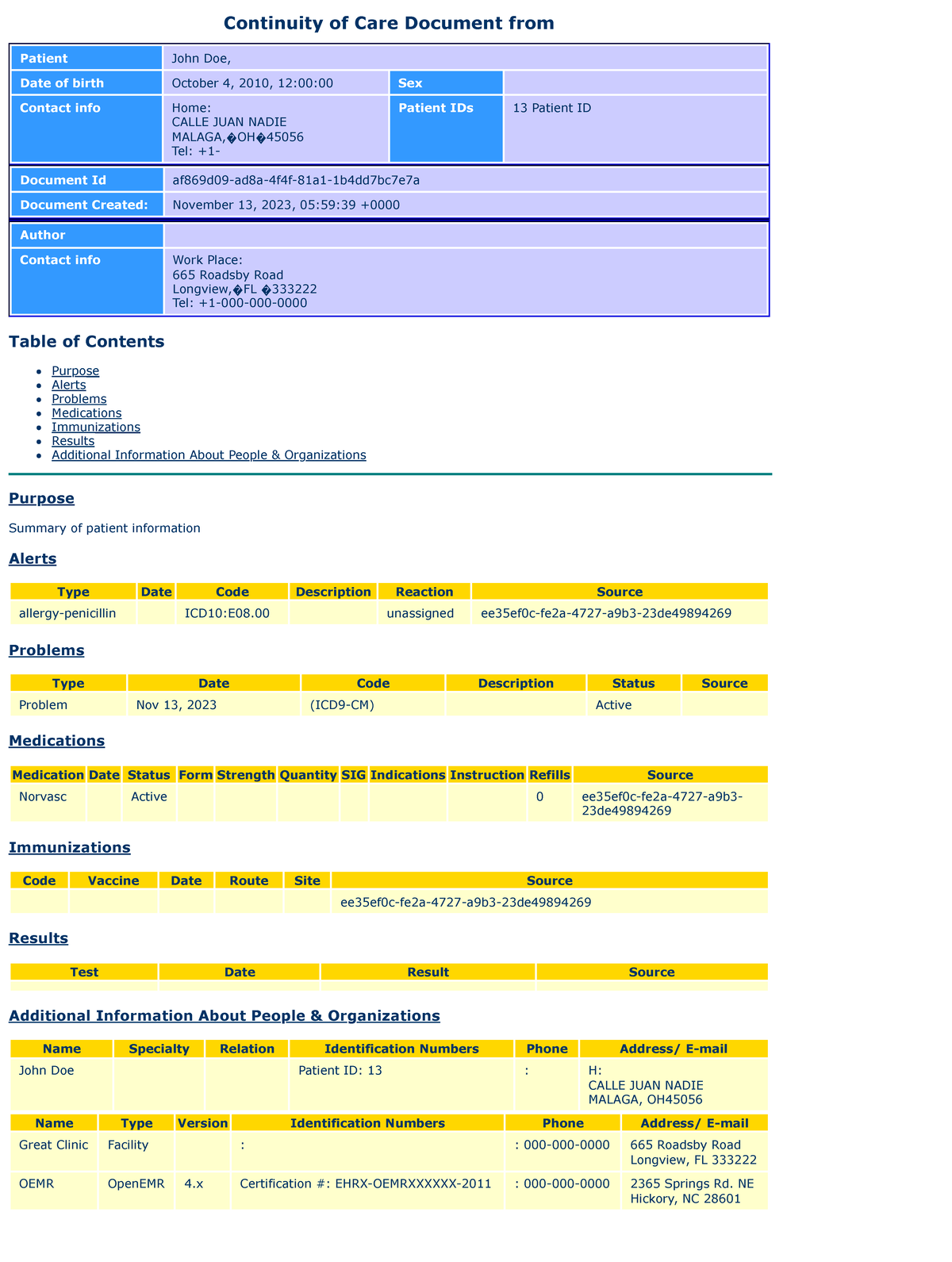 Continuity of Care Document from - Continuity of Care Document from ...
