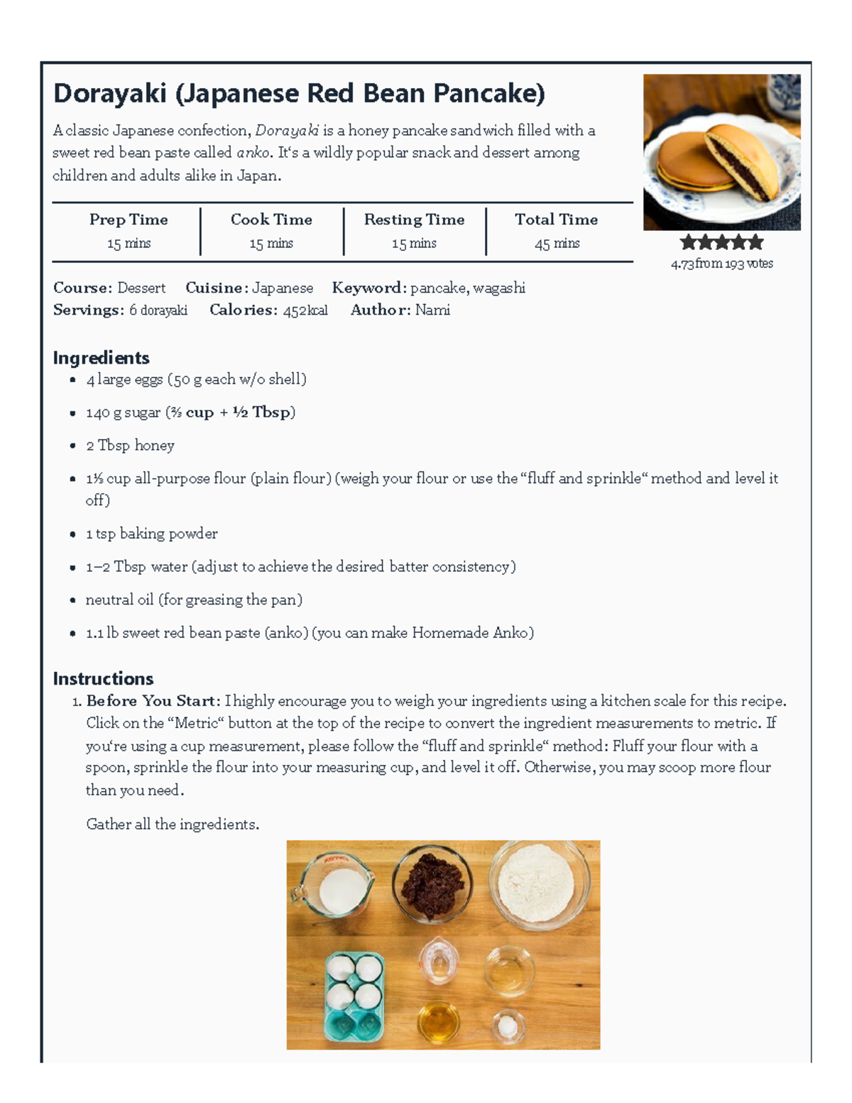 Dorayaki (Japanese Red Bean Pancake) - Just One Cookbook - Dorayaki ...
