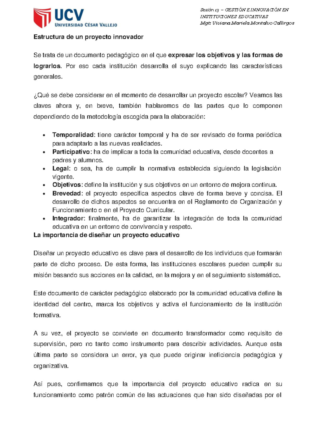 Lectura Sesion 13- Estructura DE UN Proyecto Innovador - INSTITUCIONES ...