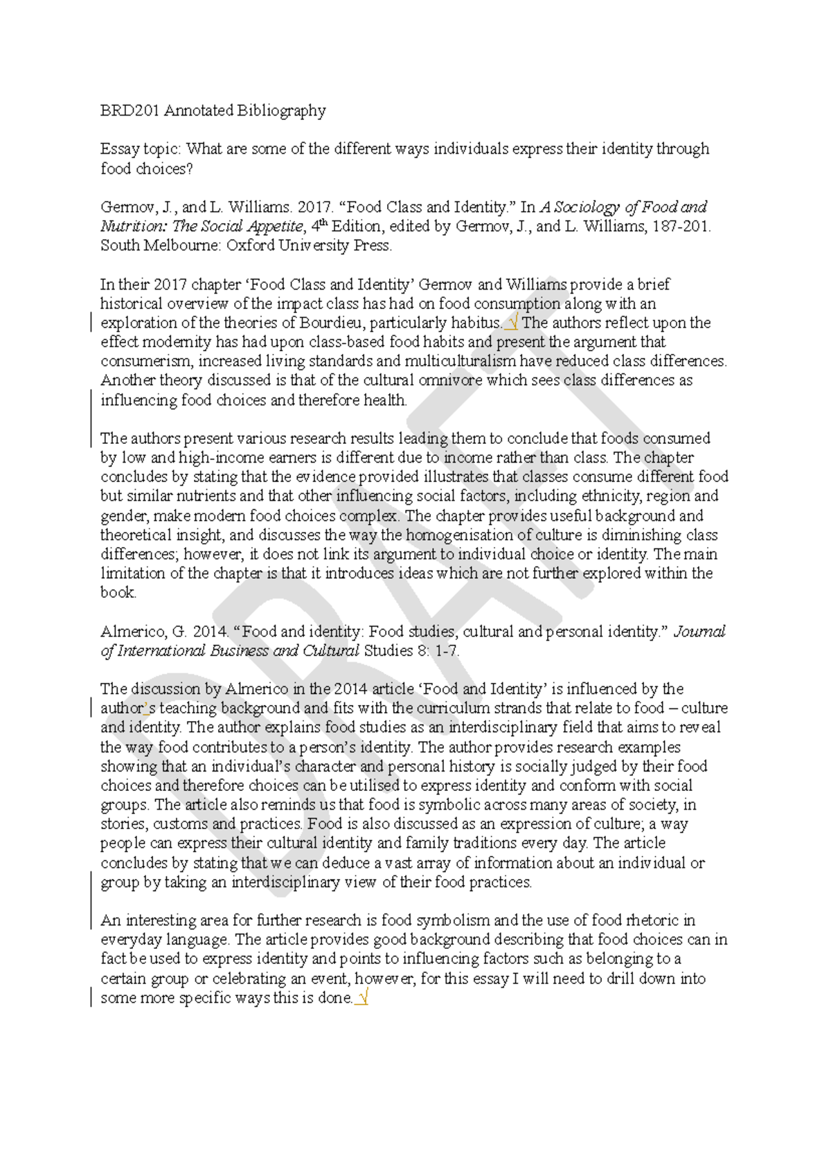 Annotation example for assignment - BRD201 Annotated Bibliography Essay ...