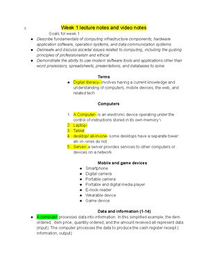 Comp sci week 5 notes - Week 5 comp sci notes Luc yorkison 10/24 ...