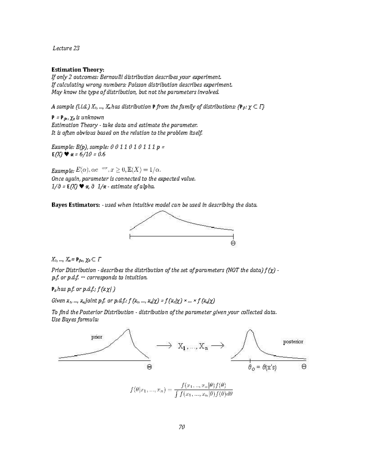 Estimation Theory Lecture 23 Estimation Theory If Only 2 Outcomes Bernoulli Distribution