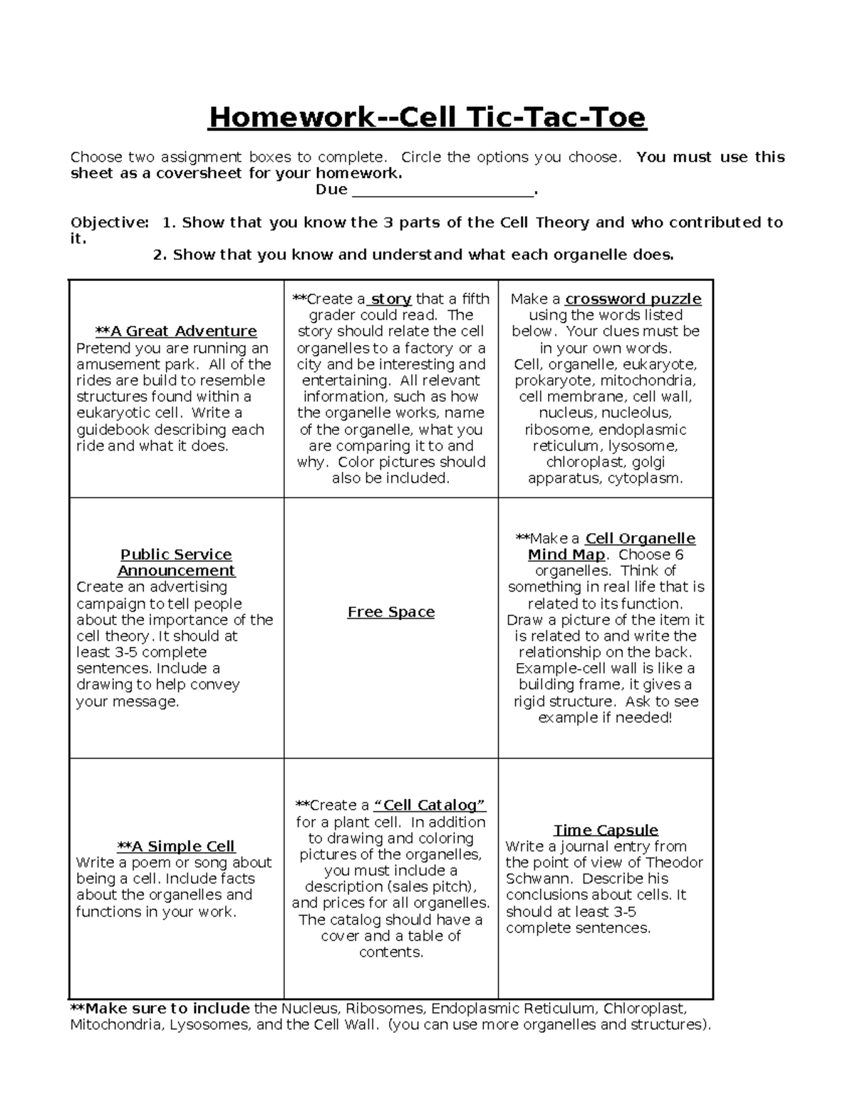 Cell unit homework 17-18 - Homework-Cell Tic-Tac-Toe Choose two ...