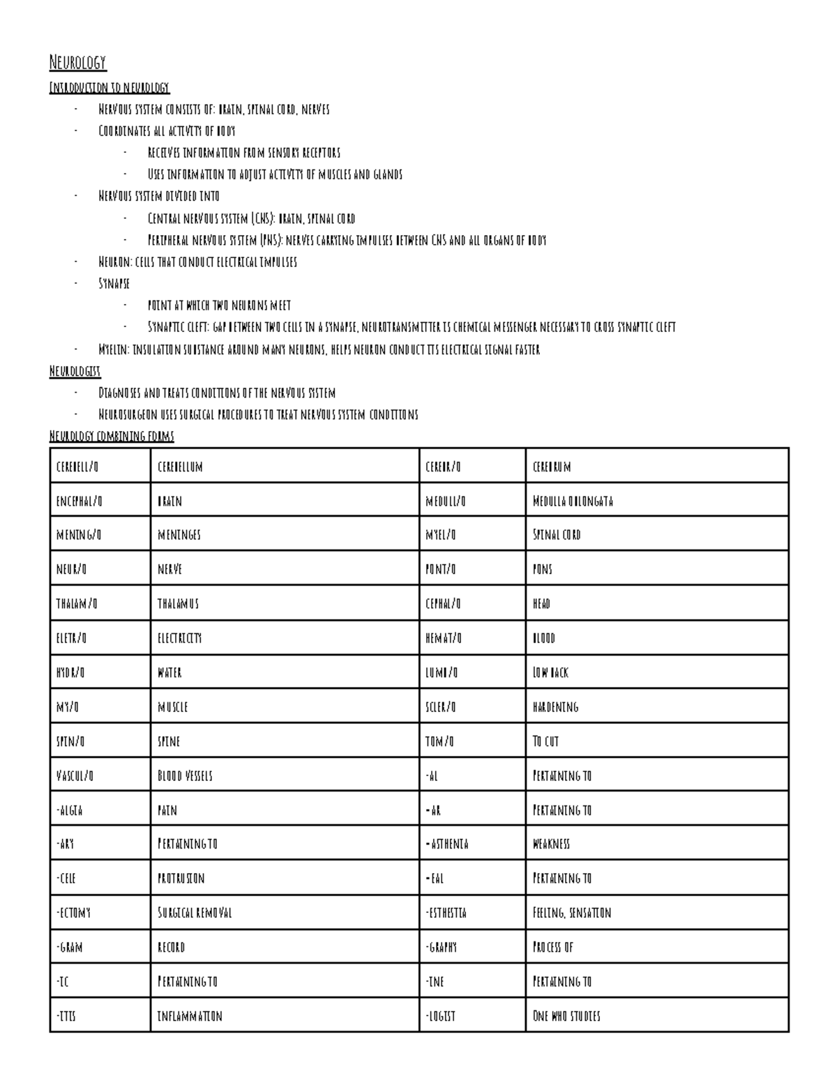 Med Term Ch 14 - Chapter 14!! - MEDICAL TERMINOLOGY - Neurology ...