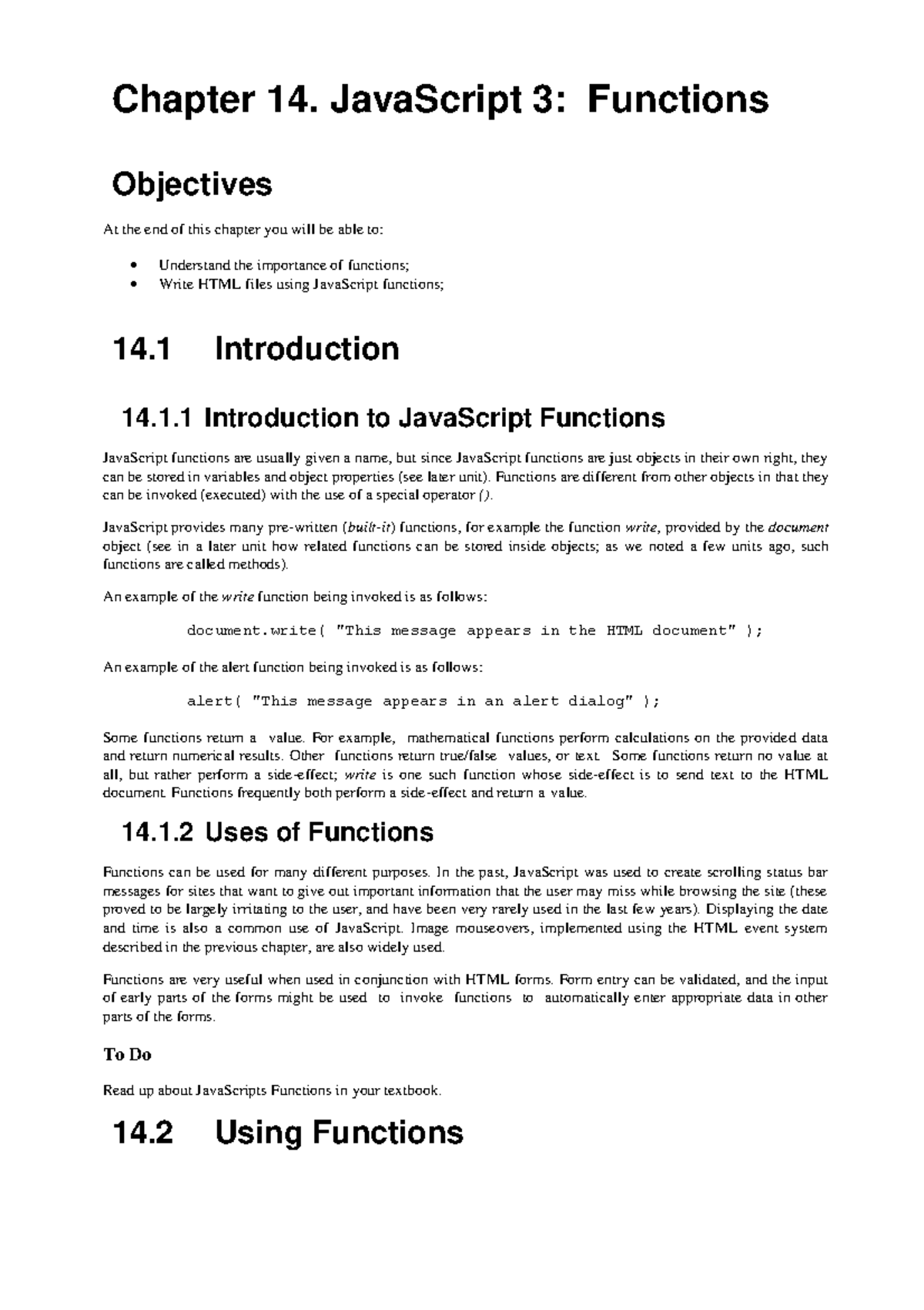 Web designing Chapter-14 - Chapter 14. JavaScript 3: Functions ...