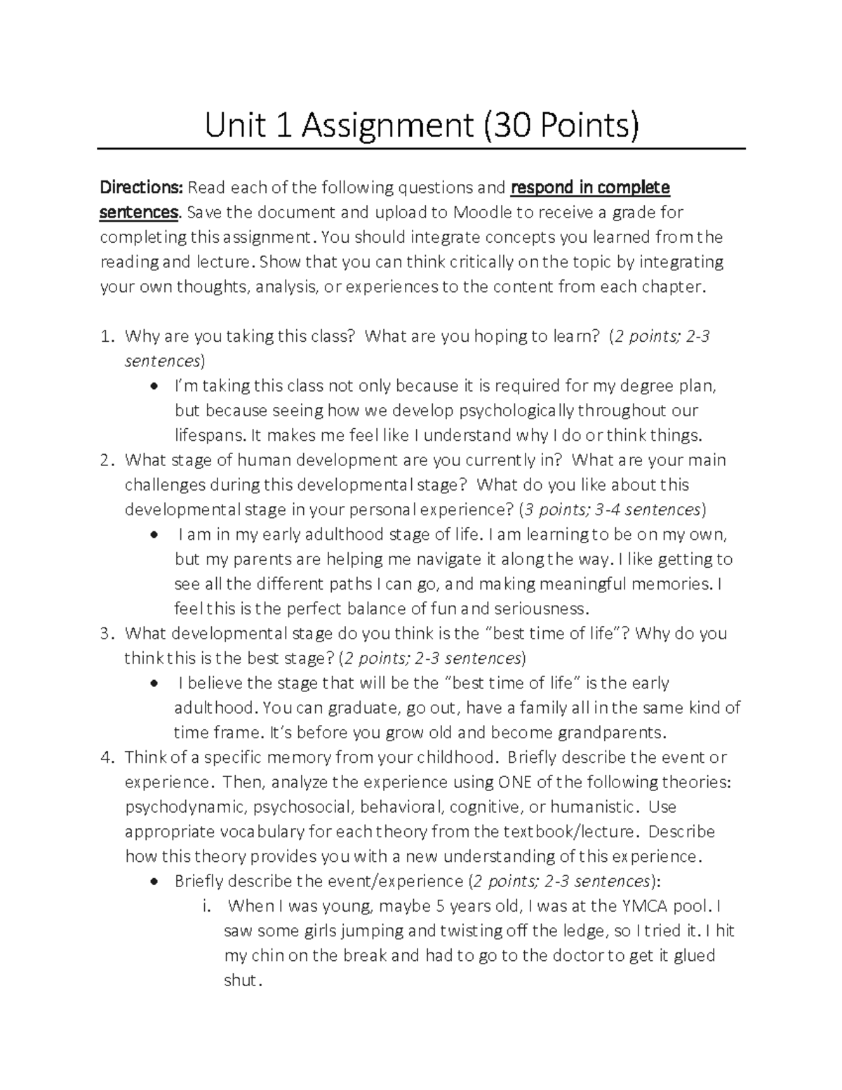 Unit 1 Assignment Psyc Unit 1 Assignment 30 Points Directions Read Each Of The Following