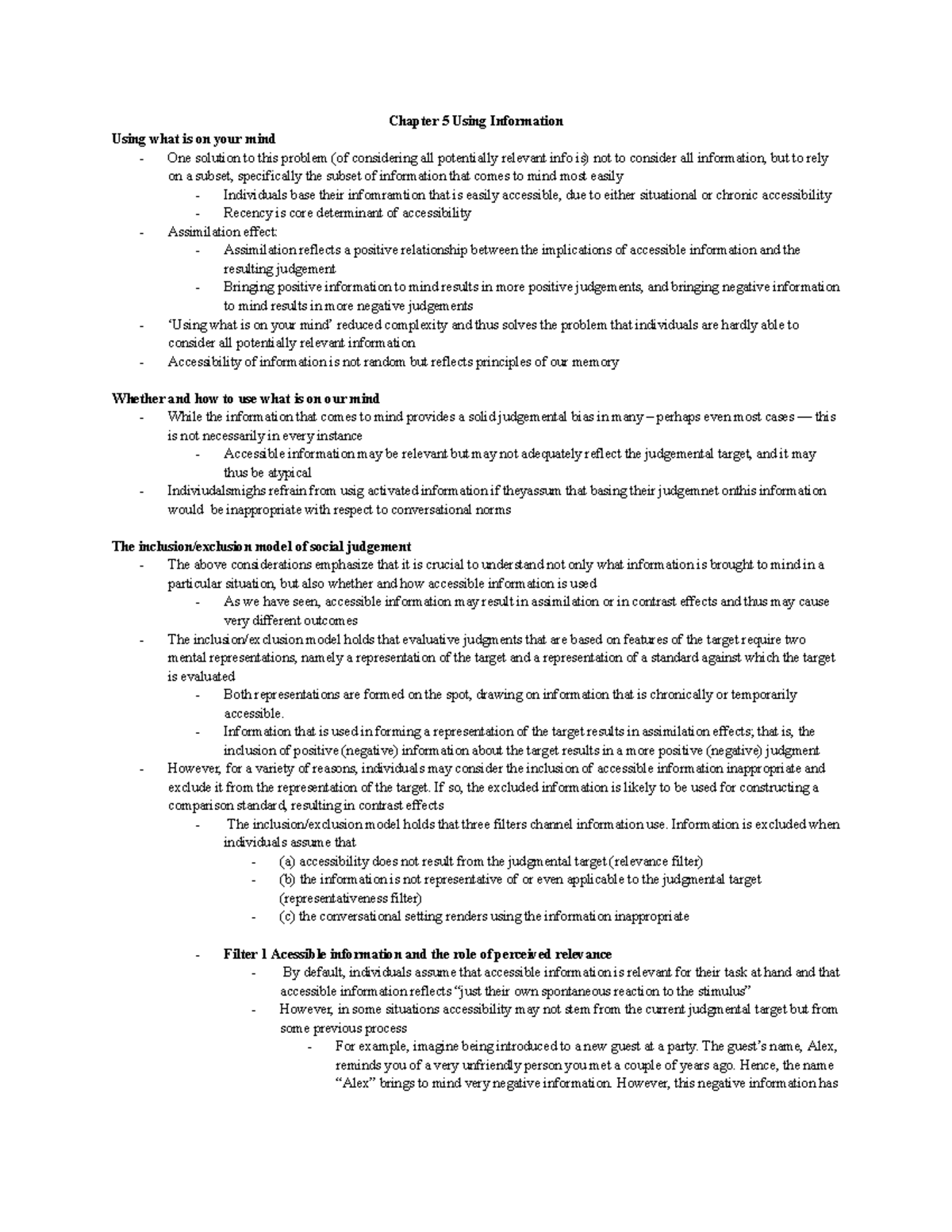Chapter 5 - lecture note - Chapter 5 Using Information Using what is on your mind One solution ...