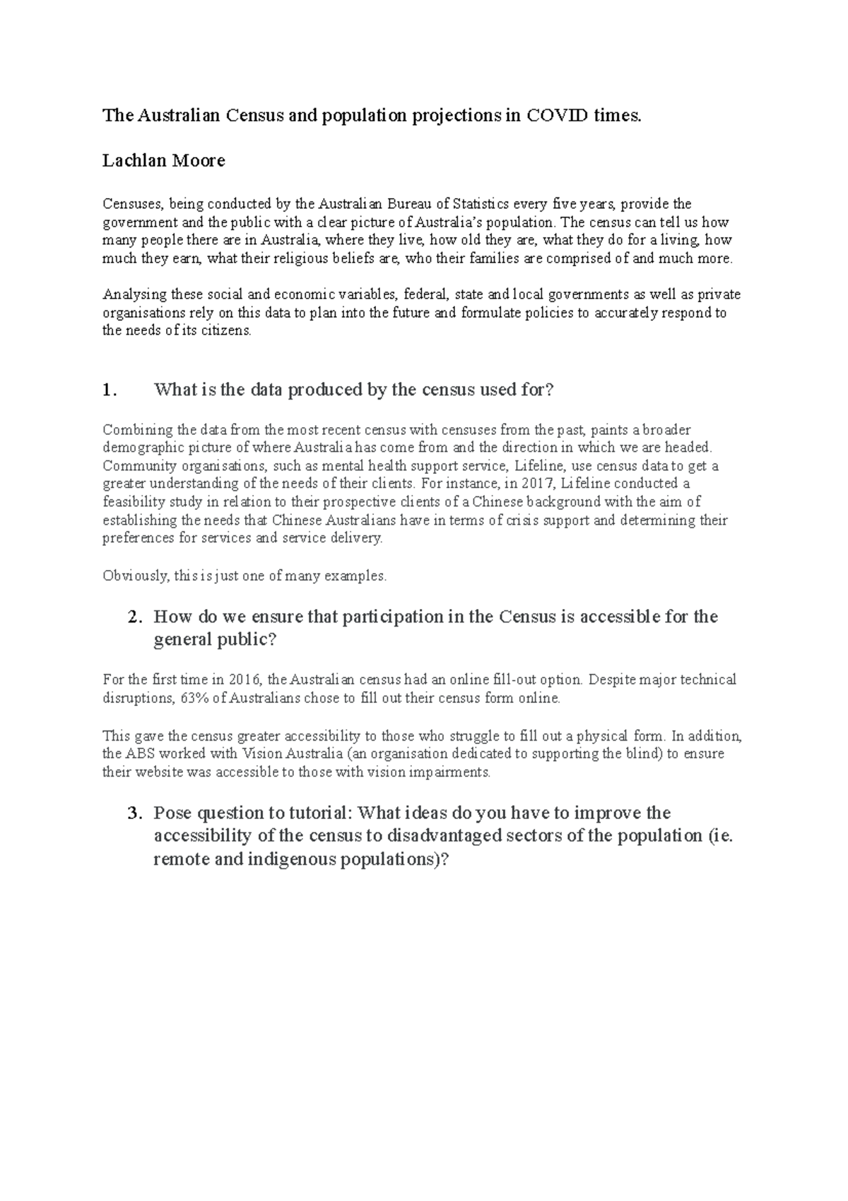 Demography Tutorial Notes - Census and Population Projections - The ...