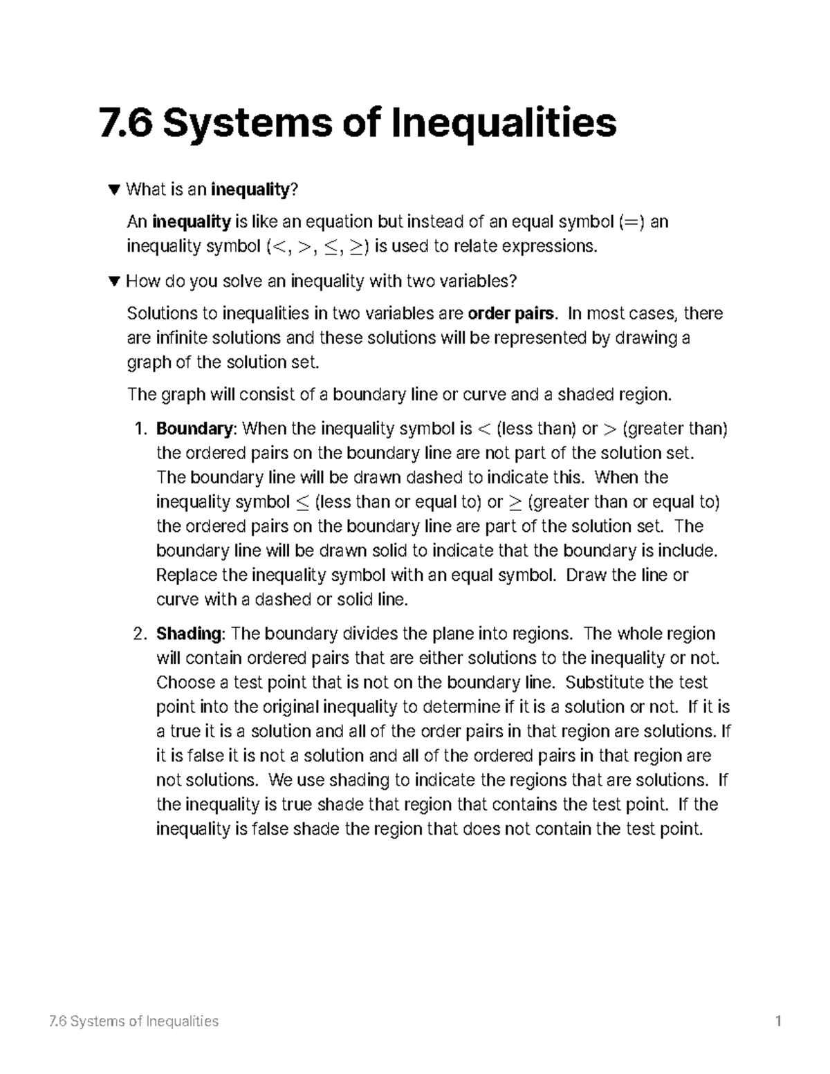 MAC1105-7 systems of ineqaulites - 7 Systems of Inequalities What is an ...