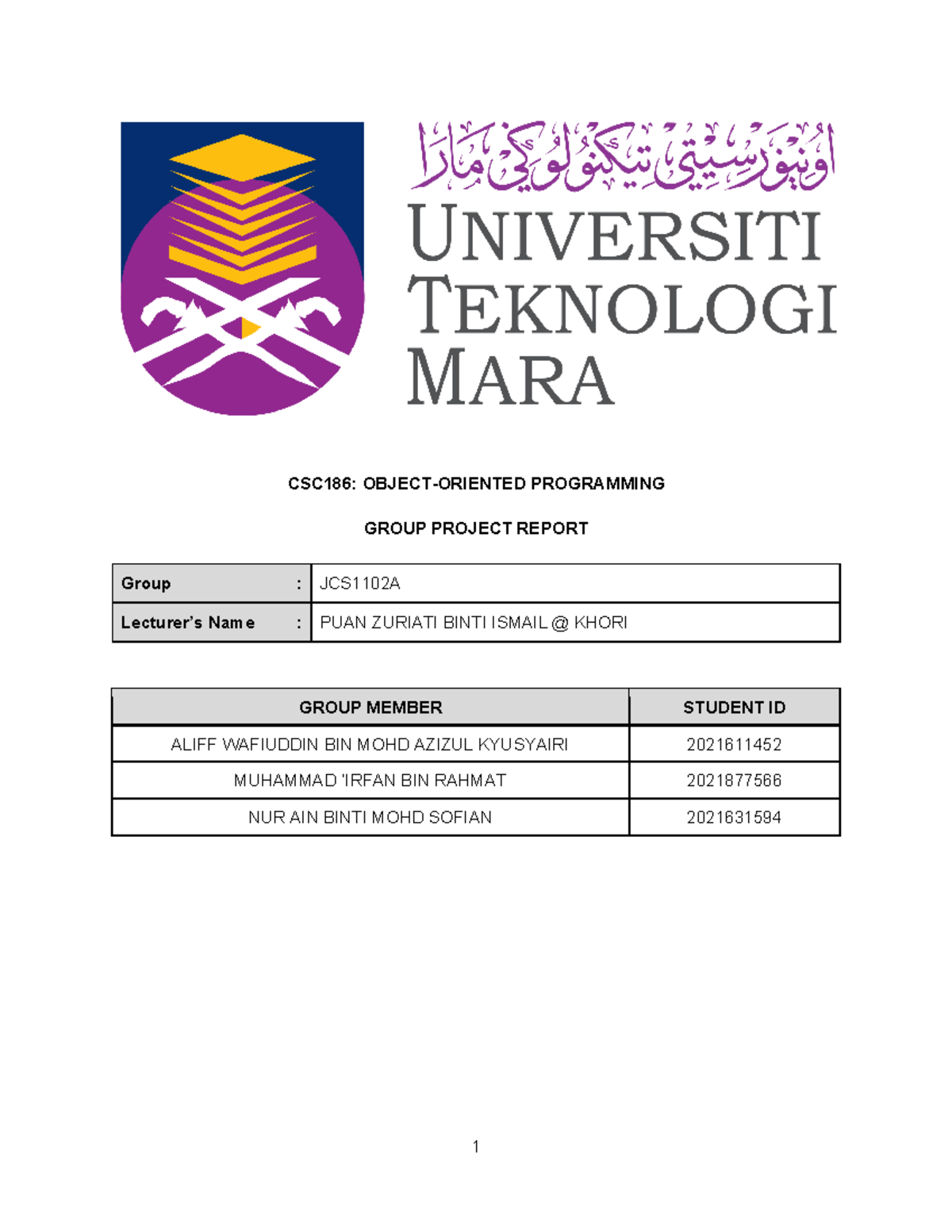 CSC186 Group Project Report (BUS Reservation System) - CSC186: OBJECT-ORIENTED PROGRAMMING GROUP ...