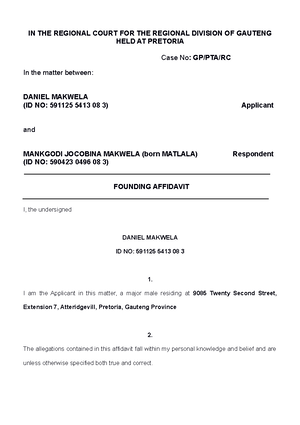 Discovery Affidavit - IN THE MAGISTRATE COURT FOR THE DISTRICT OF ...