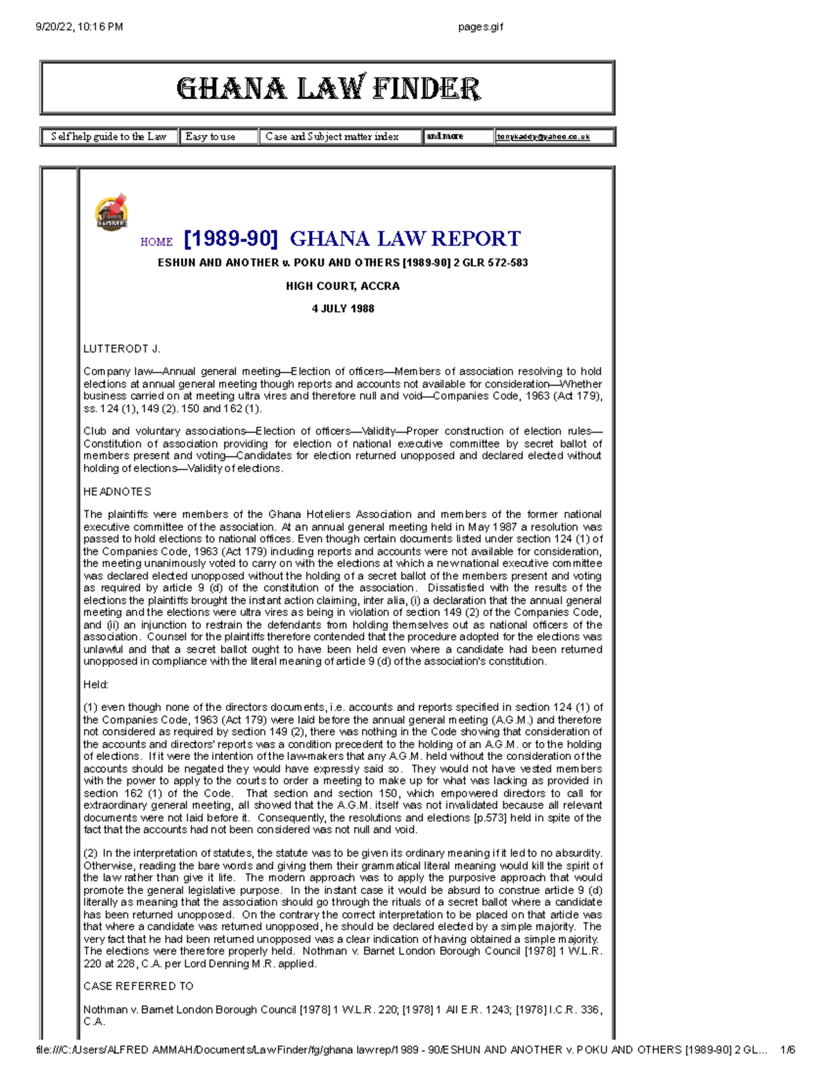 Eshun V POKU - case - GHANA LAW FINDER Self help guide to the Law Easy ...