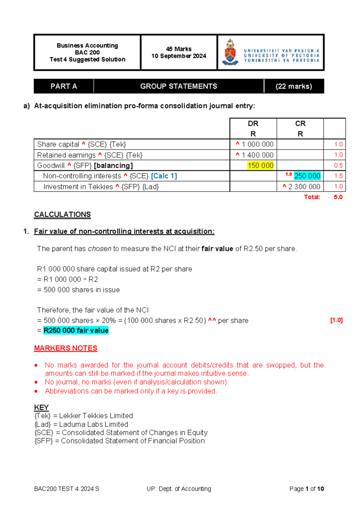 2 BAC200 Test 4 2024 Suggested Solution - Business Accounting BAC 200 ...