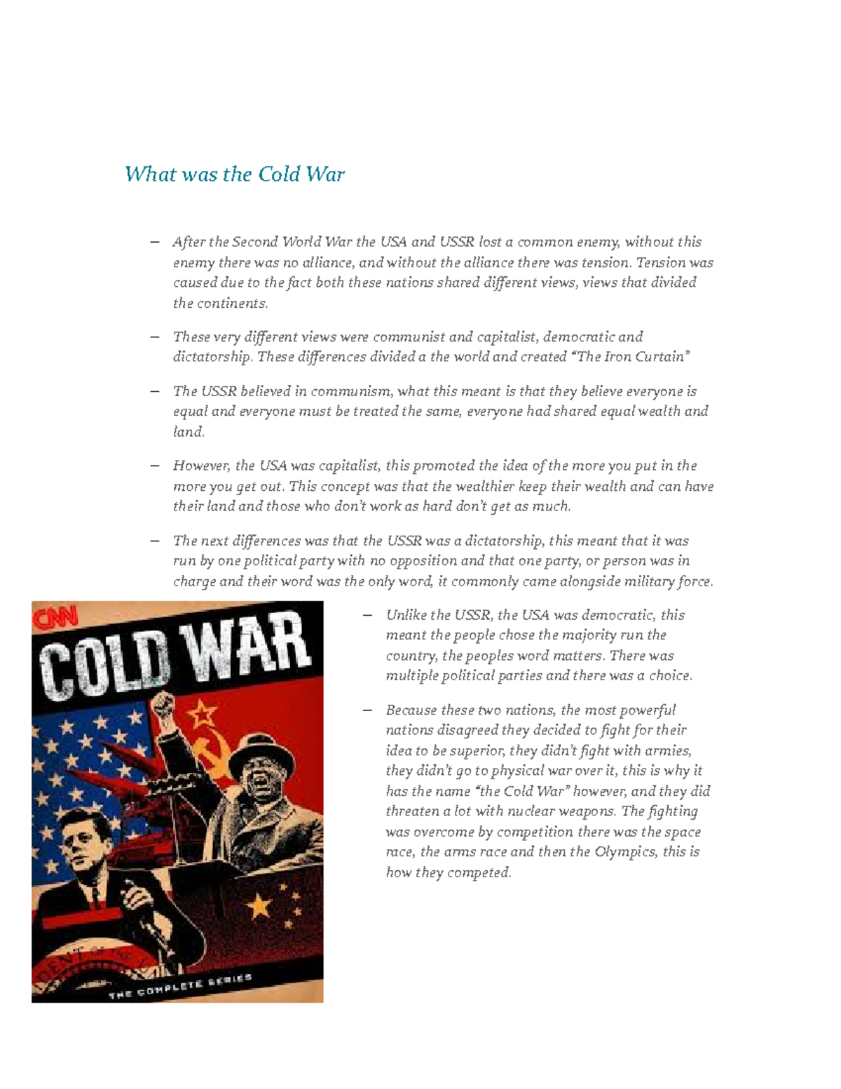 Berlin in the Cold War - notes - What was the Cold War − After the ...