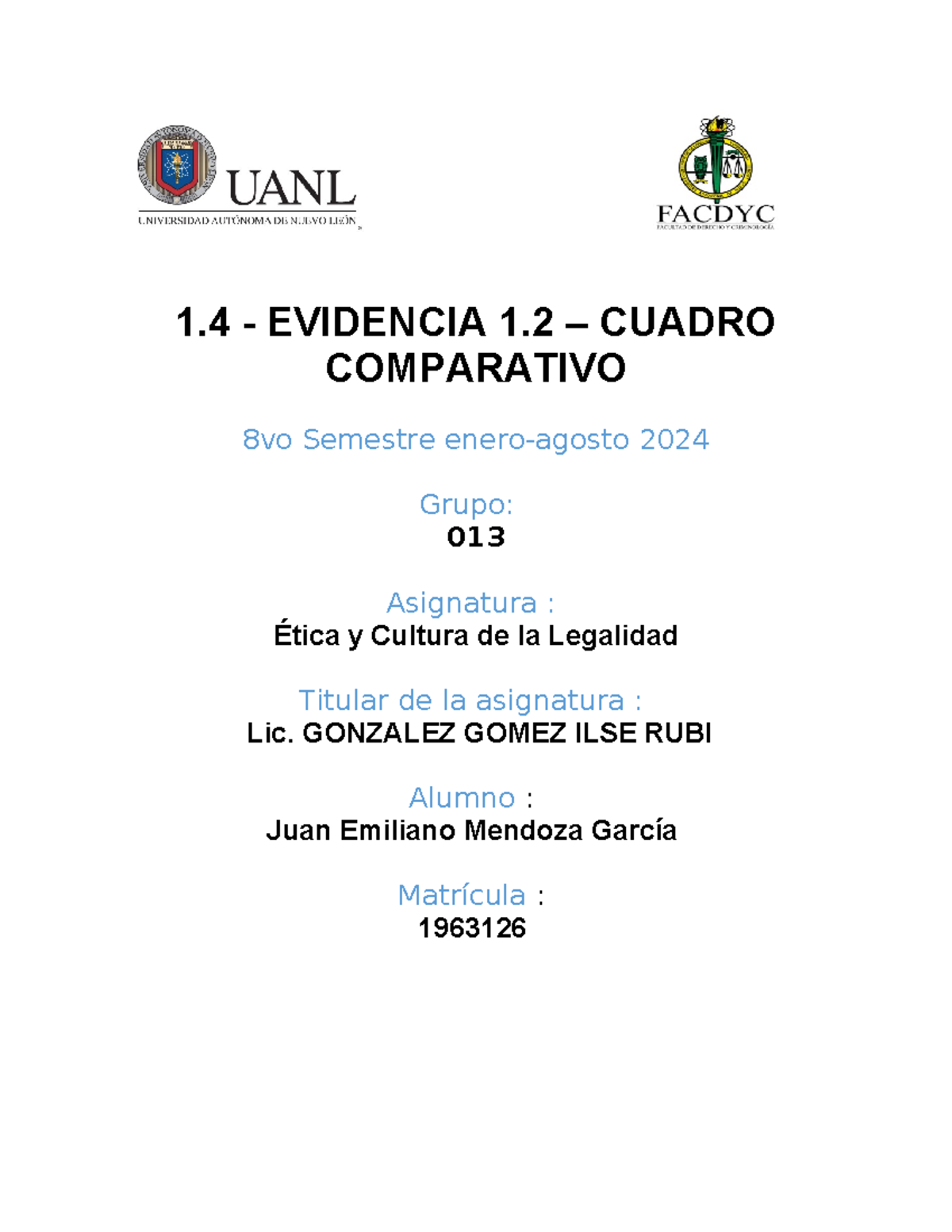 Cuadro COMP- ETI.YCUL. Legal - 1 - EVIDENCIA 1 – CUADRO COMPARATIVO 8vo ...