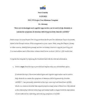 PSY 375 Project Two Milestone Template - PSY 375 Project Two Milestone ...