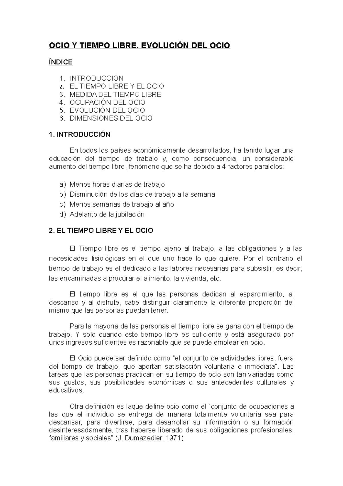 El ocio y el tiempo libre - OCIO Y TIEMPO LIBRE. EVOLUCIÓN DEL OCIO ...