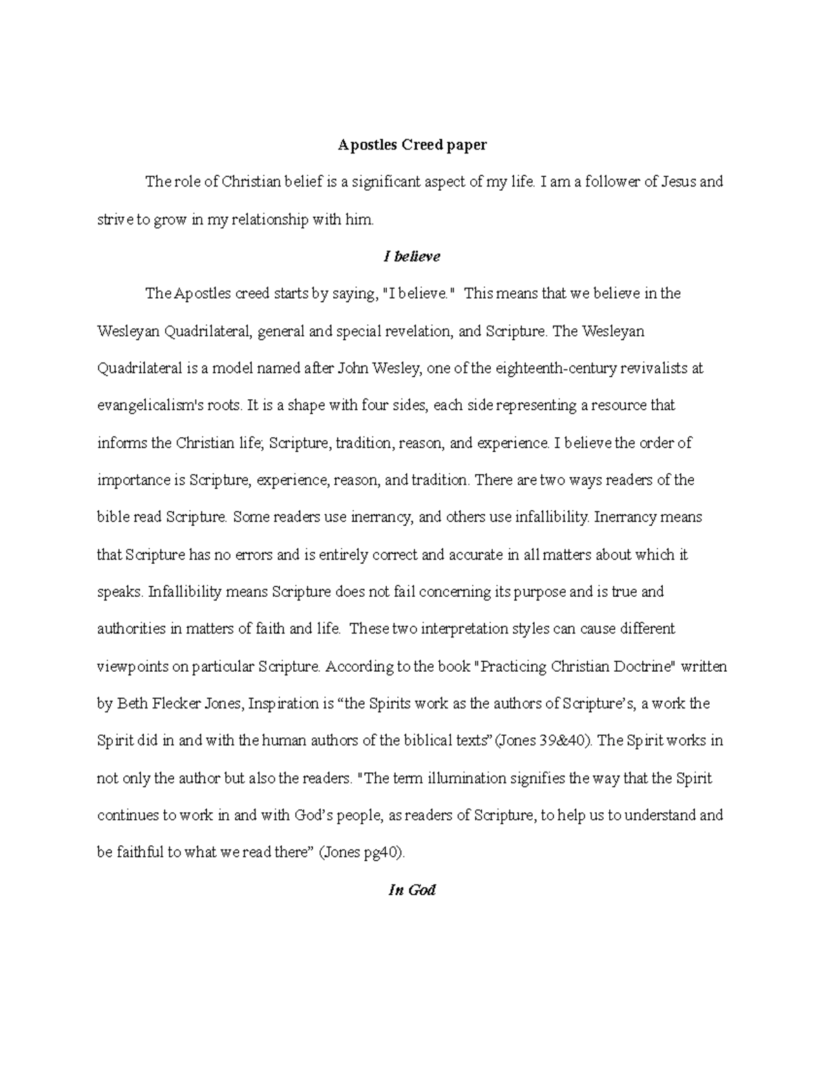 Apostles creed paper - Apostles Creed paper The role of Christian ...