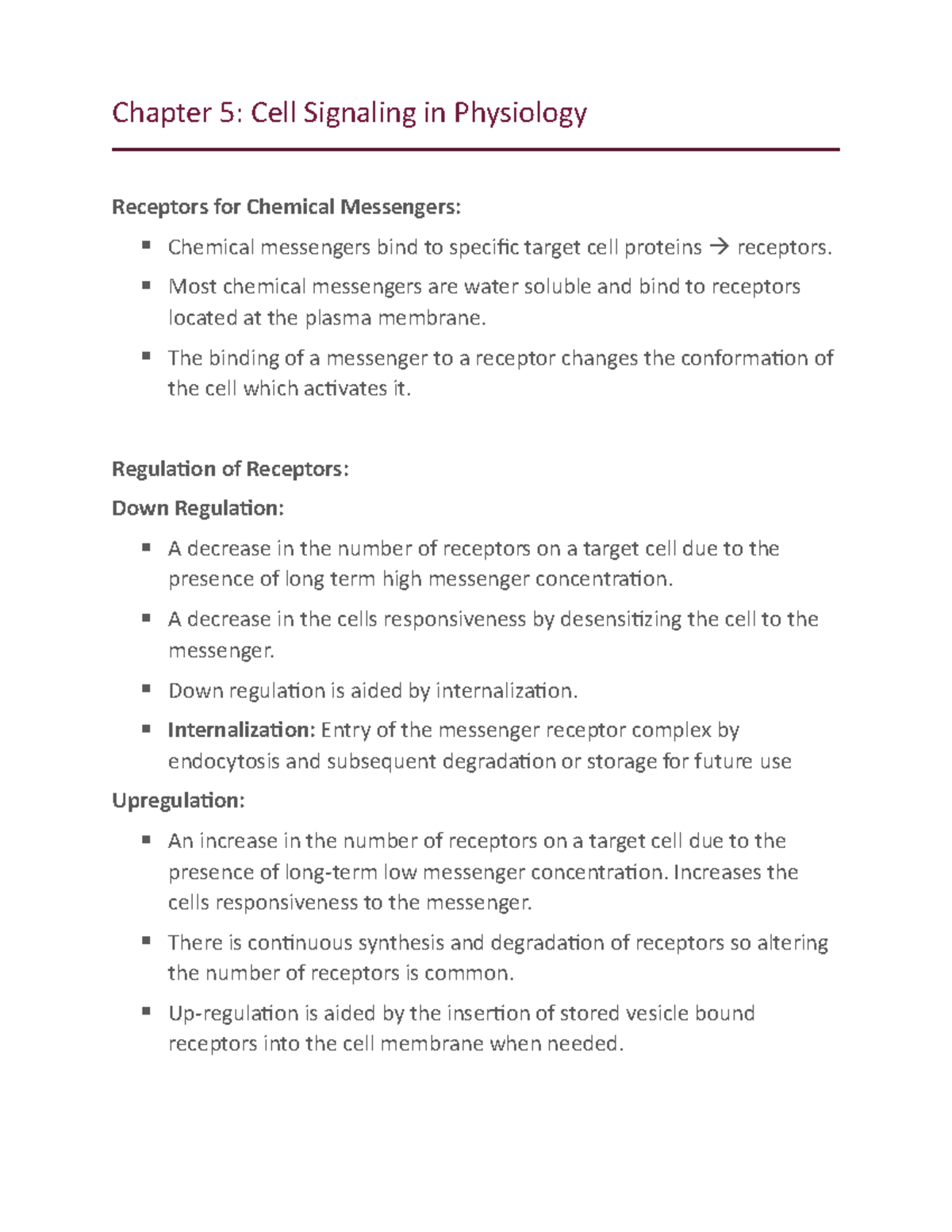 Chapter 5 Notes Cell Signaling In Physiology - Chapter 5: Cell ...