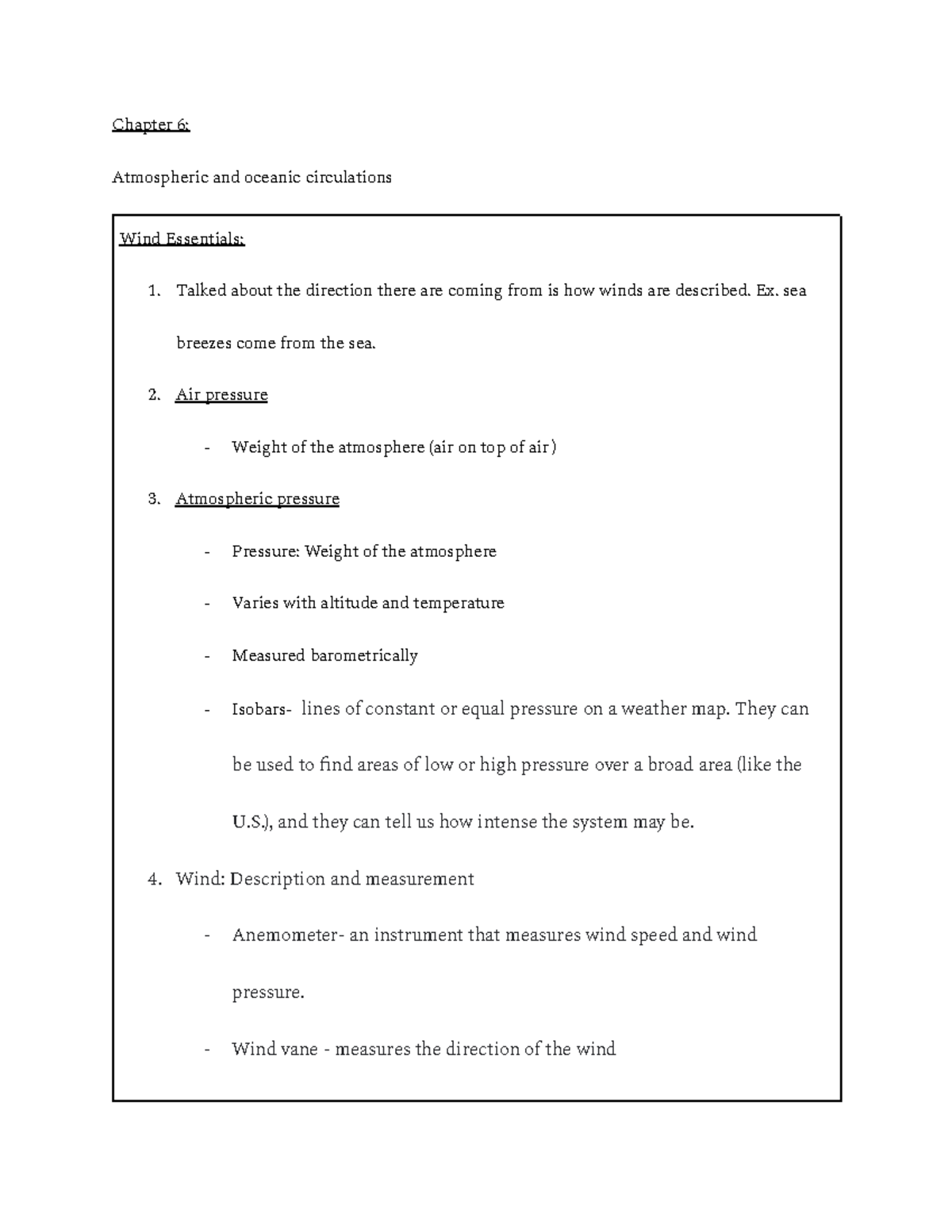 Physical geography notes - Chapter 6: Atmospheric and oceanic ...
