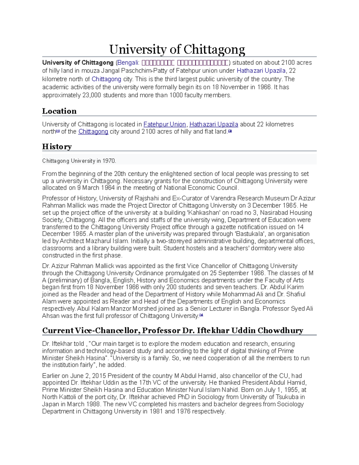 University of Chittagong - University of Chittagong University of ...