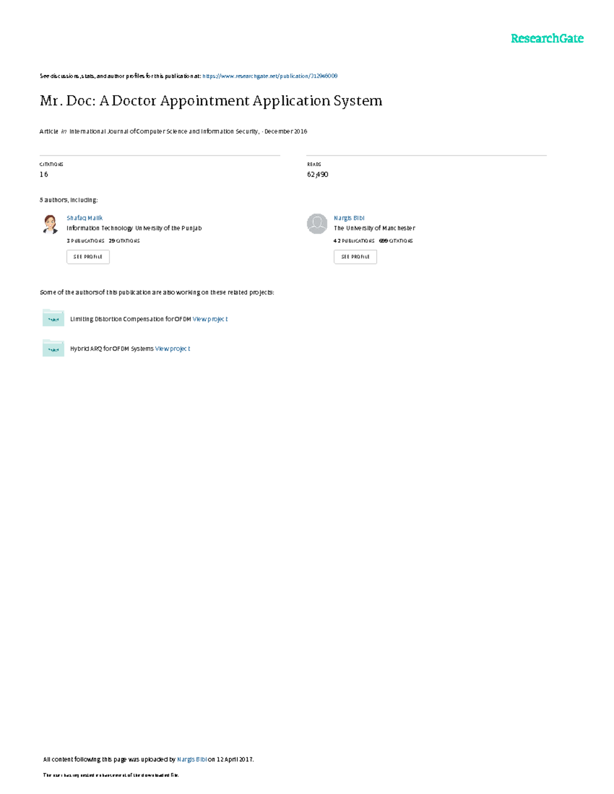 Mr Doc A Doctor Appointment Application System - See discussions, stats ...