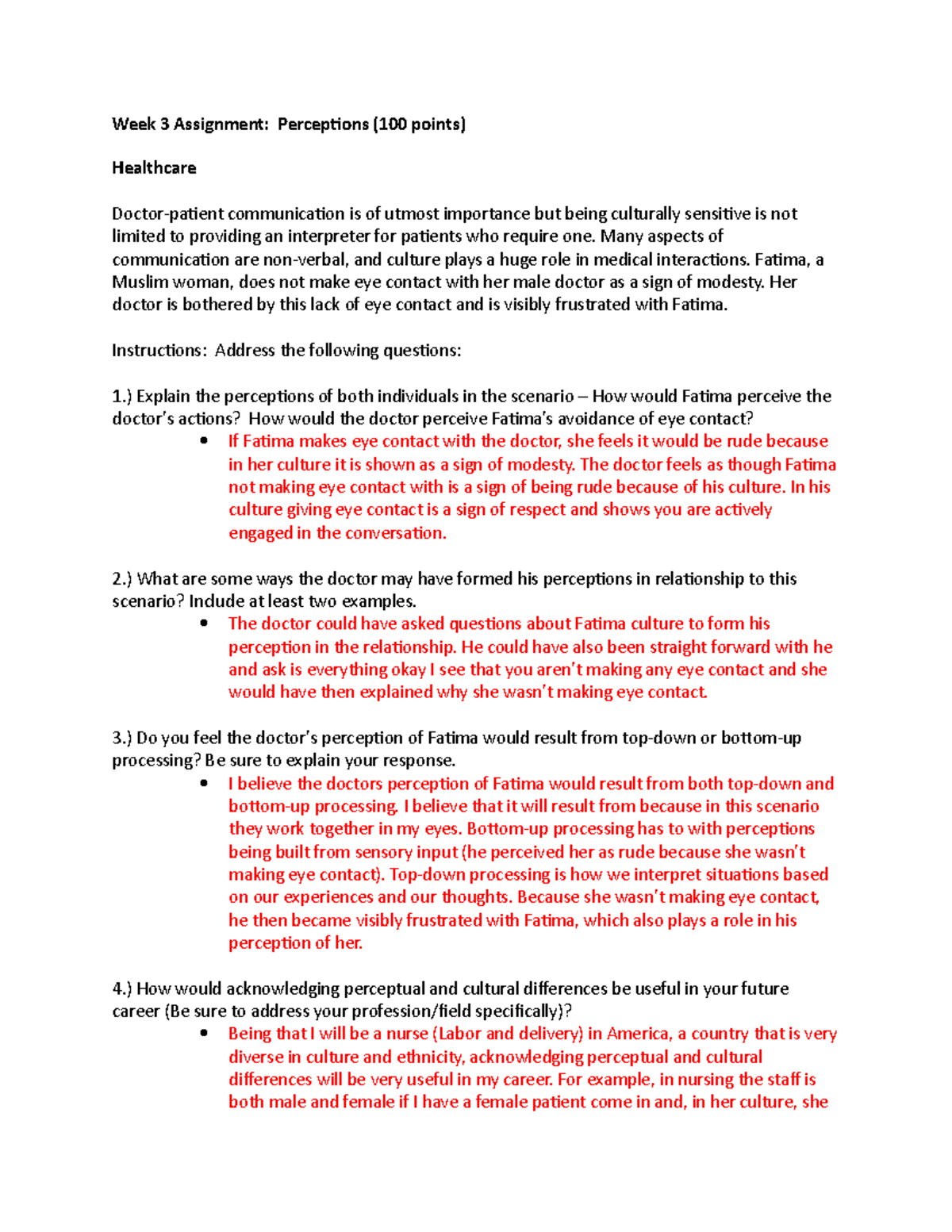 3.2 Assignment Culture Perceptions - Week 3 Assignment: Perceptions ...