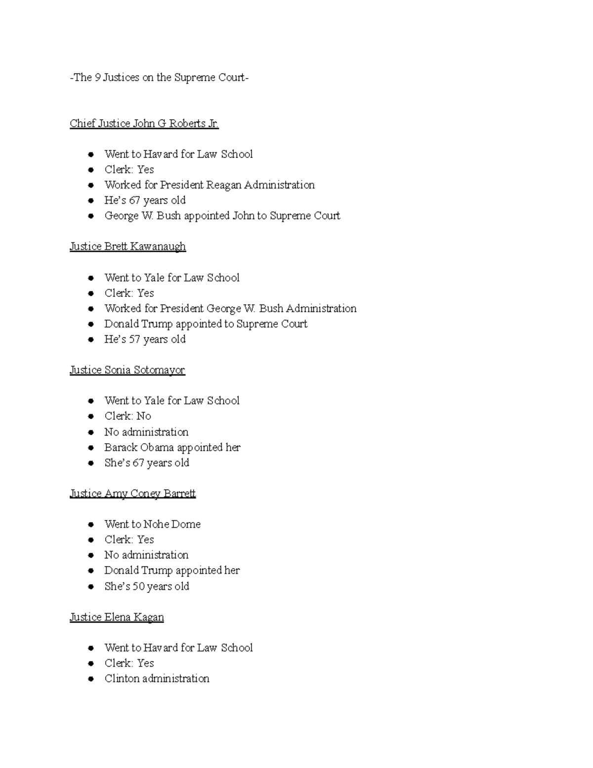 The Nine Justices on the Supreme Court -The 9 Justices on the Supreme ...