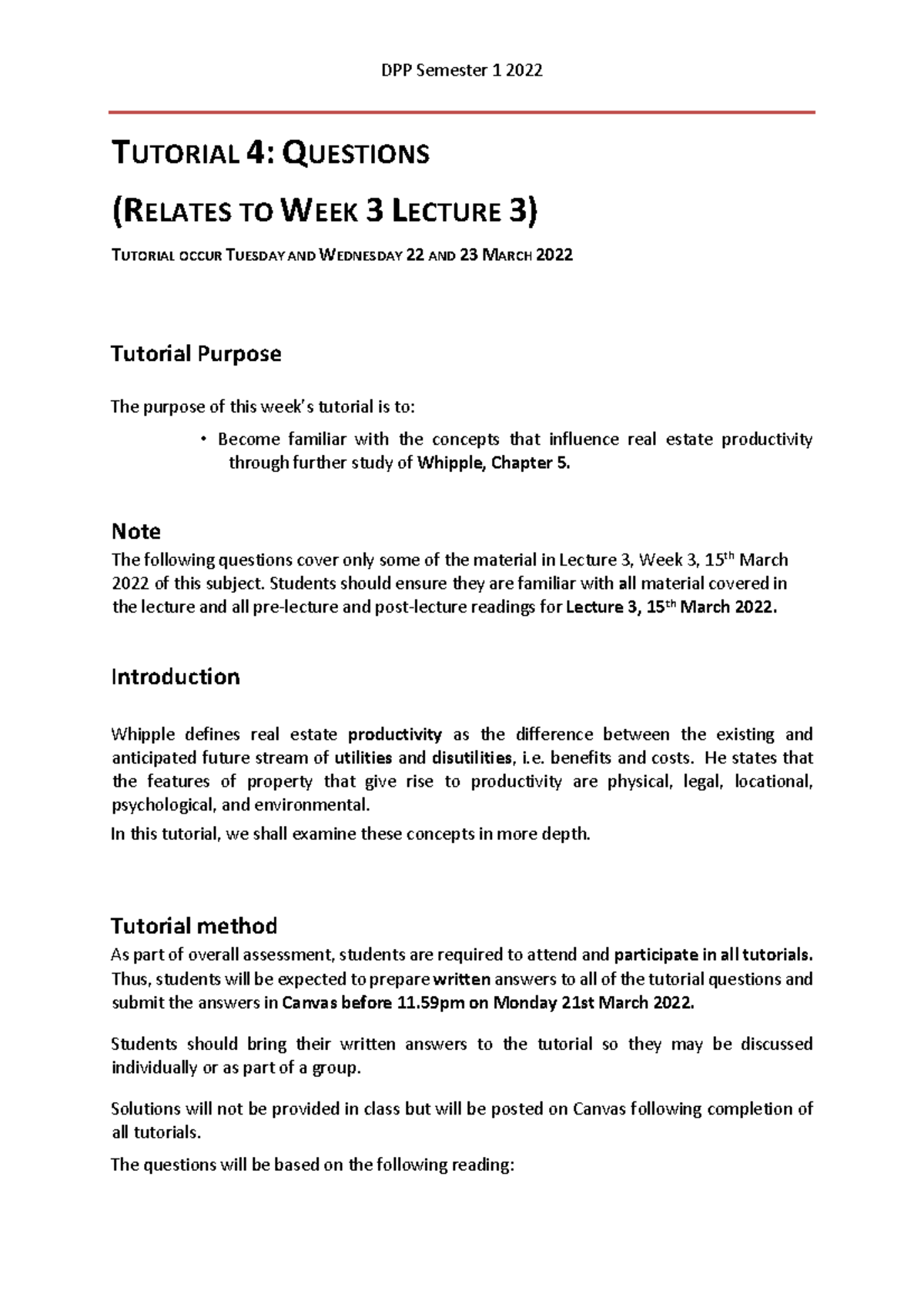 DPP Tute 4 questions 2022 Final - DPP Semester 1 2022 TUTORIAL 4 ...