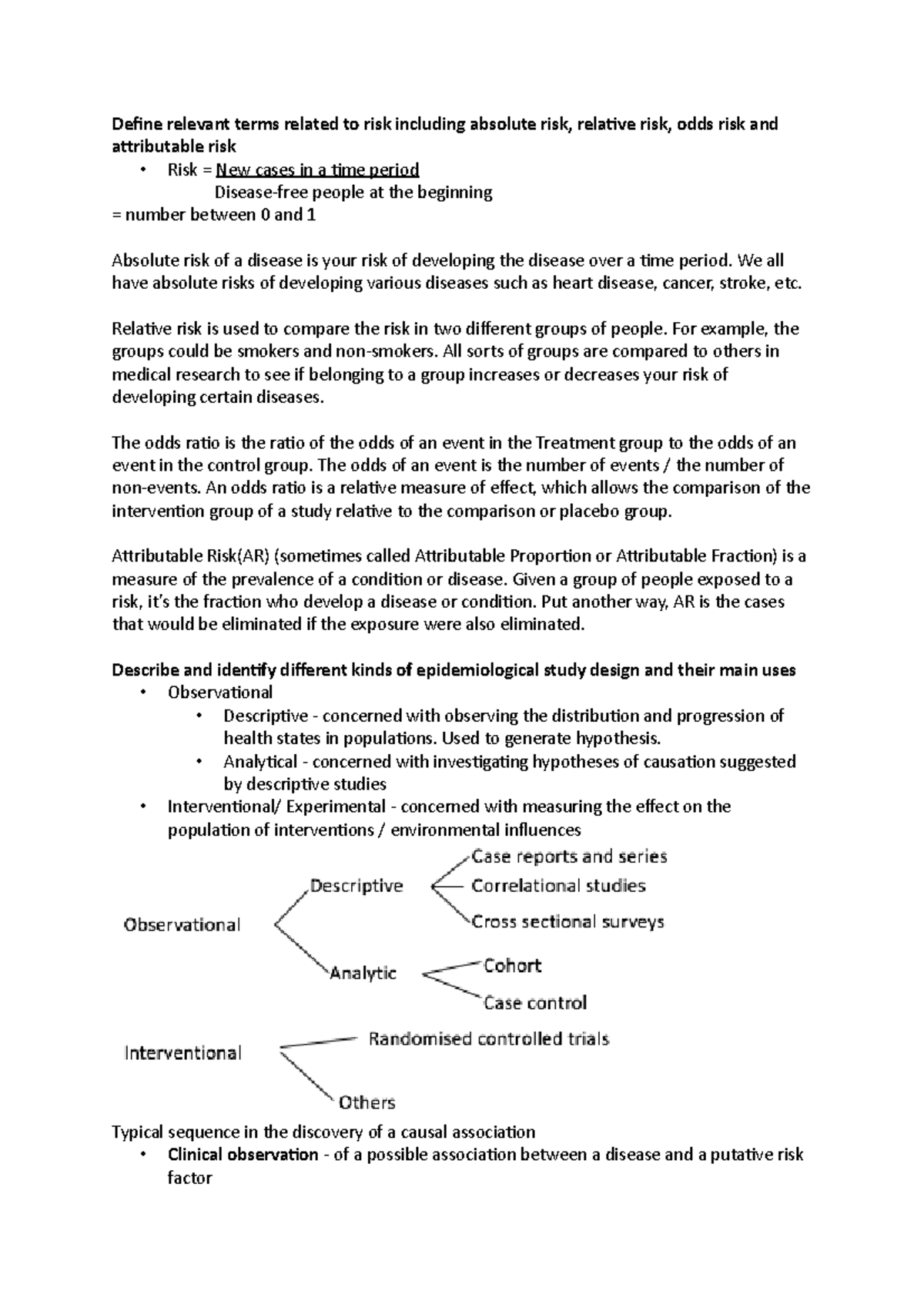 Public Health - Notes from Lectures + Extra Reading - Define relevant ...