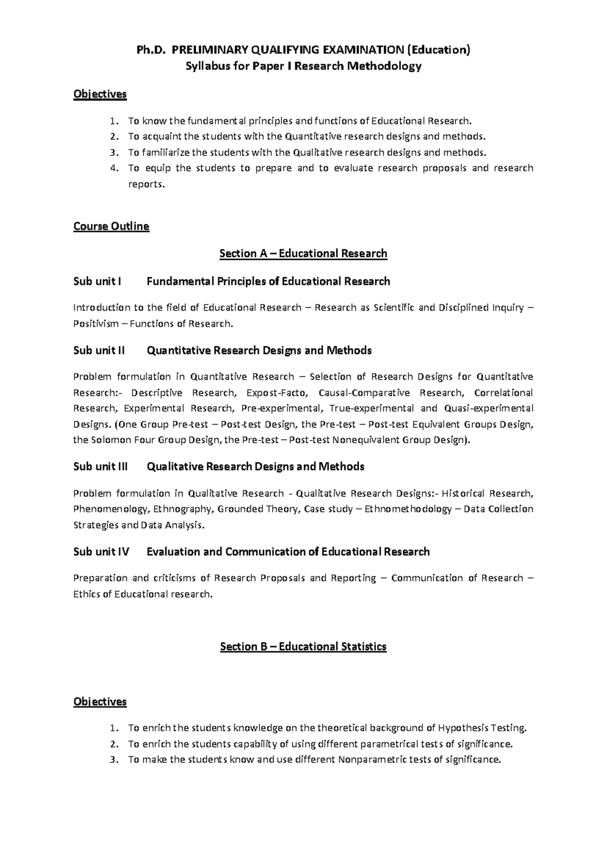 Research Methodology Syllabus and Model Question P 240208 111140 - Ph ...