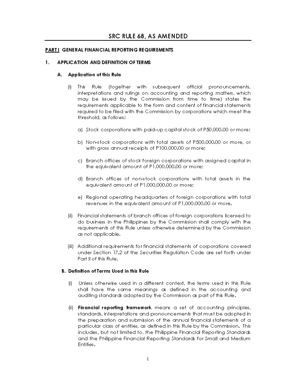 SRC Rule 68 as amended - Yep - SRC RULE 68, AS AMENDED PART I GENERAL ...