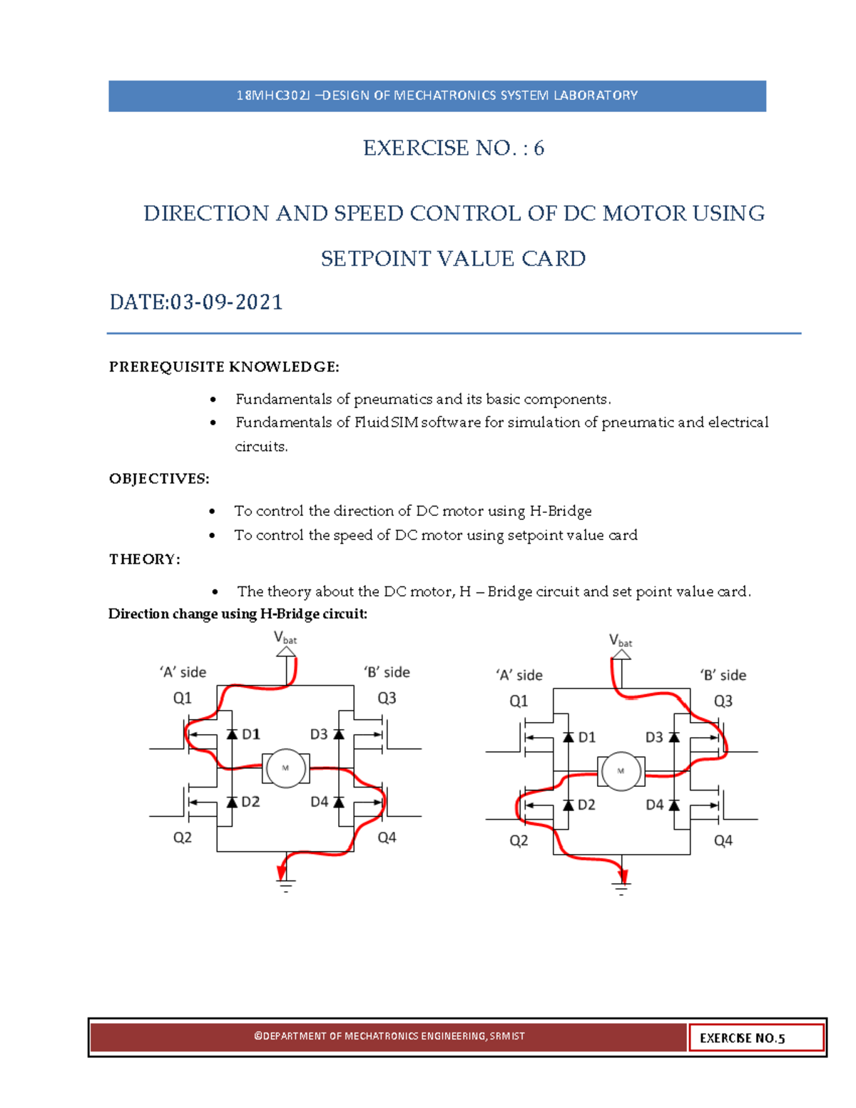 EX6 044 - Design of mechatronics systems notes and practical worksheet ...
