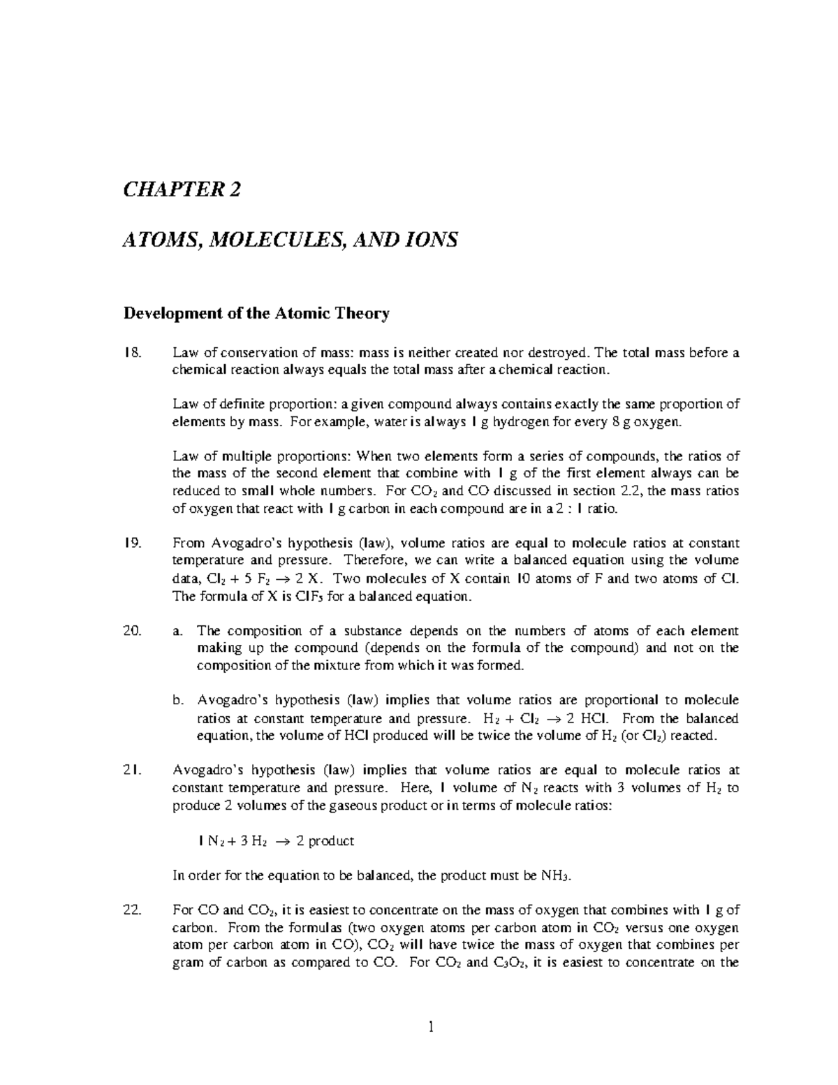 Chapter 2 Atoms Molecules AND IONS Devel - 1 CHAPTER 2 ATOMS, MOLECULES ...