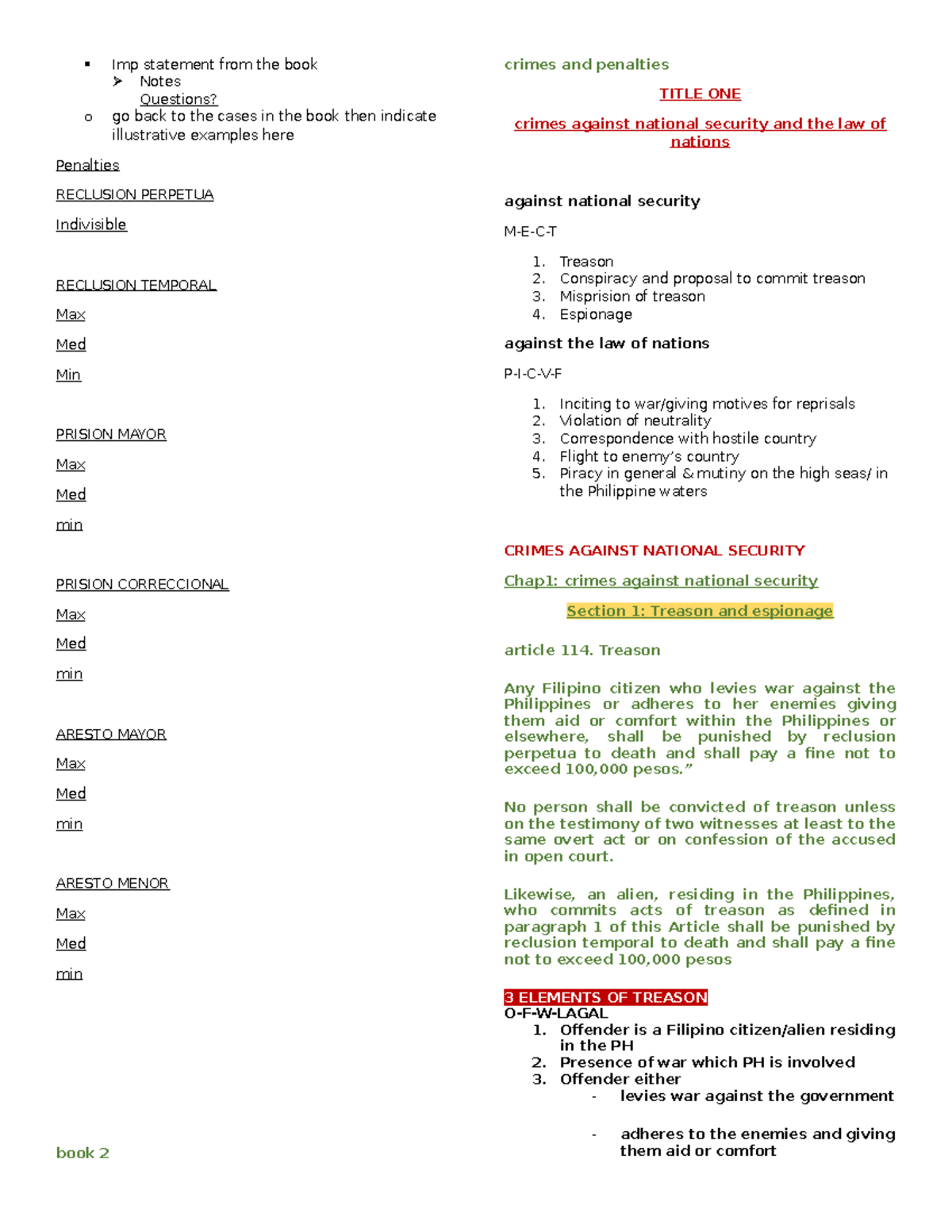 CRIM 3 - crim 3 title 1,2,3 - Imp statement from the book Notes ...