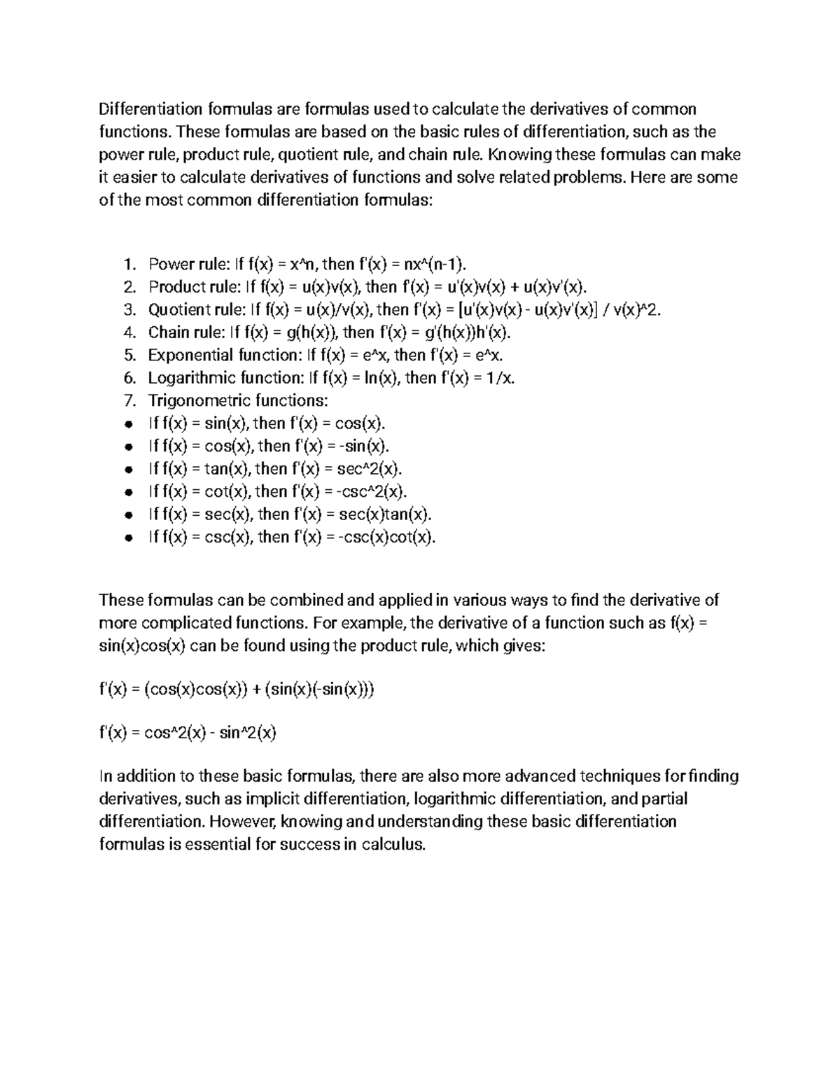 2.3 calc 1 - lecture notes - Differentiation formulas are formulas used ...