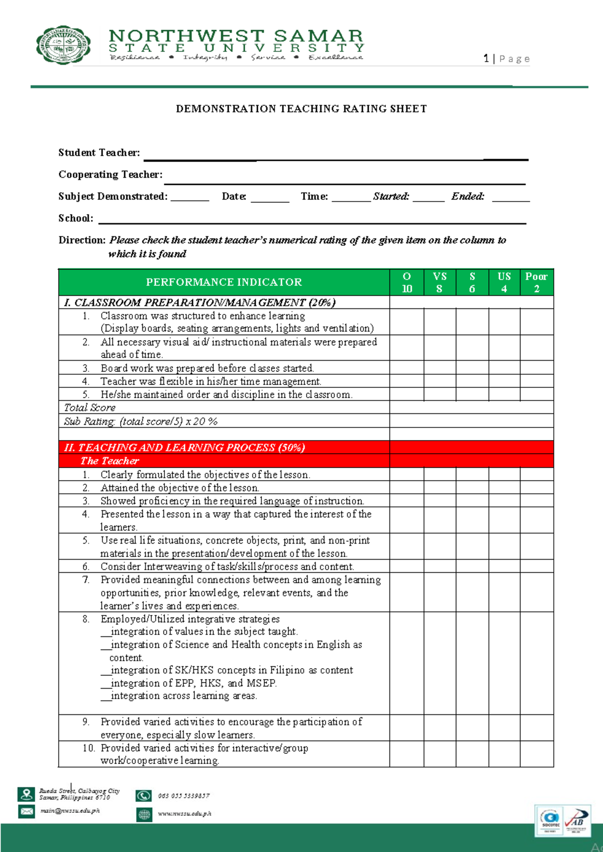 Final-Demonstration-Rating-Sheet - 1 | P a g e DEMONSTRATION TEACHING RATING SHEET Student ...