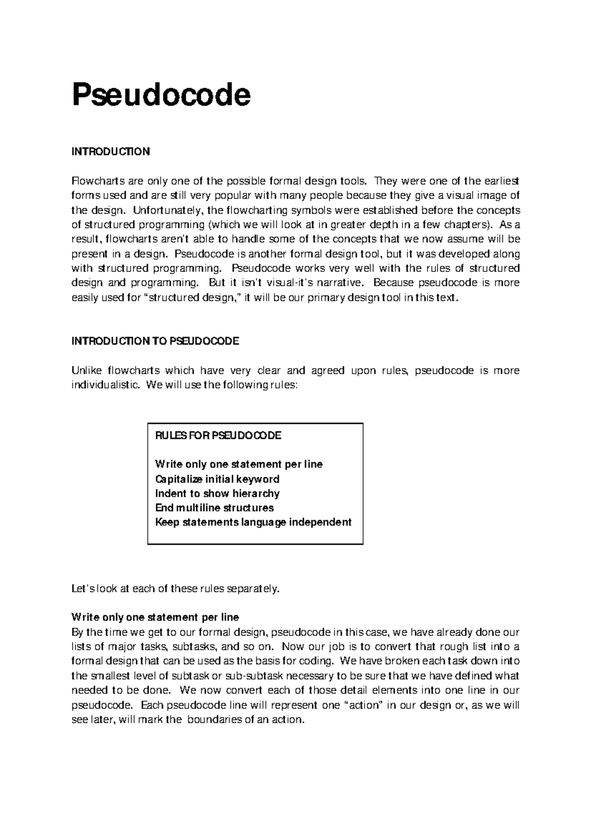 IT2205 Section 4 2 3 - Lecture notes 4 - Pseudocode INTRODUCTION ...