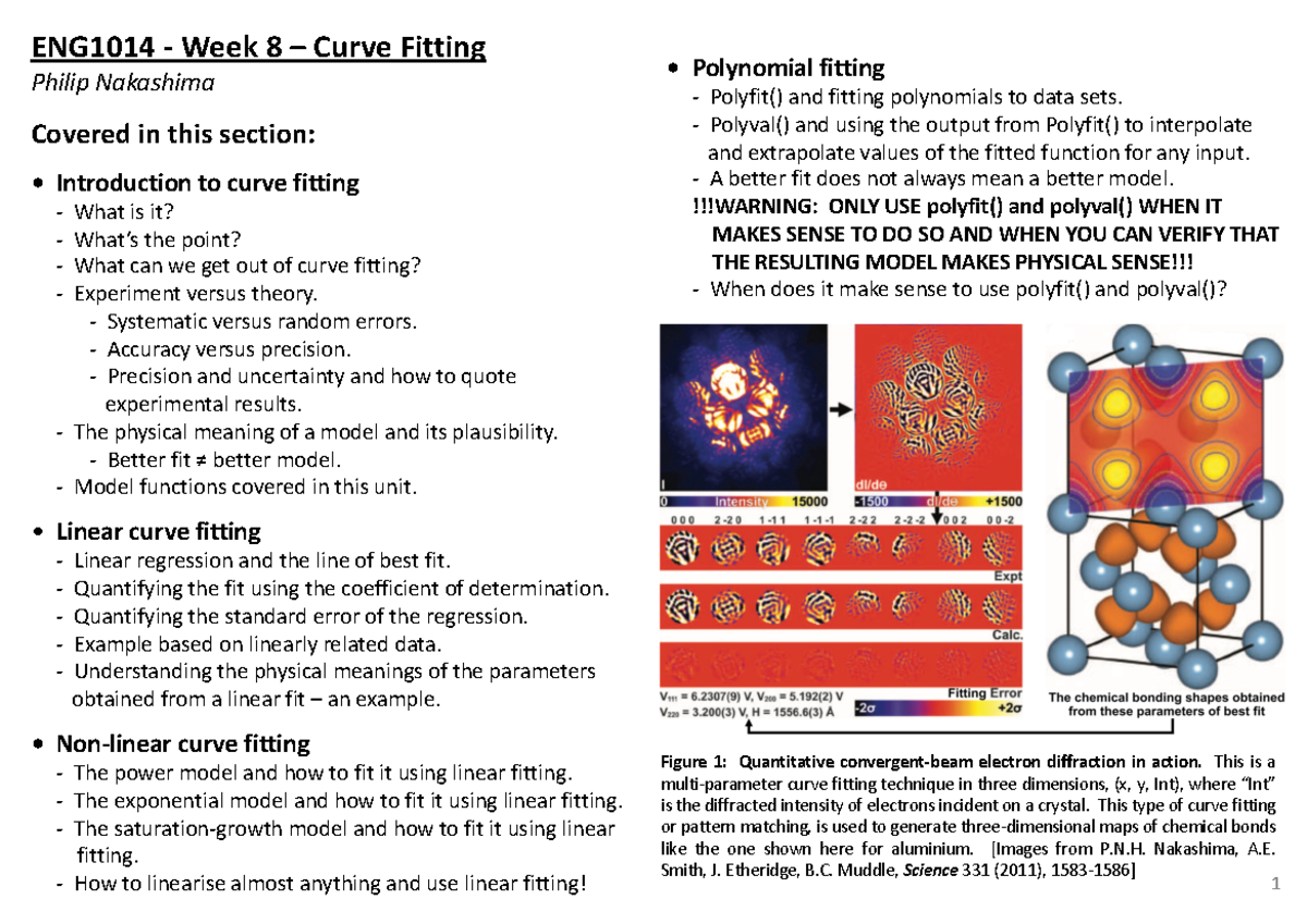 Week8-Curve Fitting Notes - ENG1014 - Week 8 – Curve Fitting Philip ...