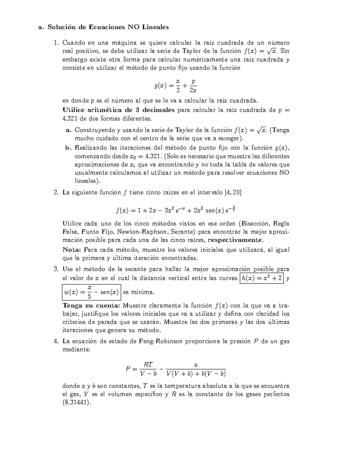 Ejercicios Punto Fijo, Newton-Raphson y Secante - algebra - Ibero - Studocu
