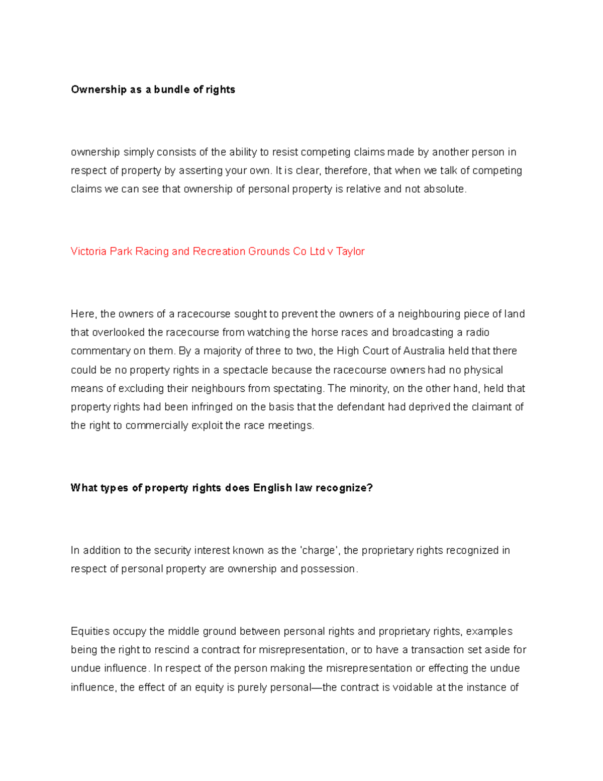 Ownership as a bundle of rights - Ownership as a bundle of rights ...