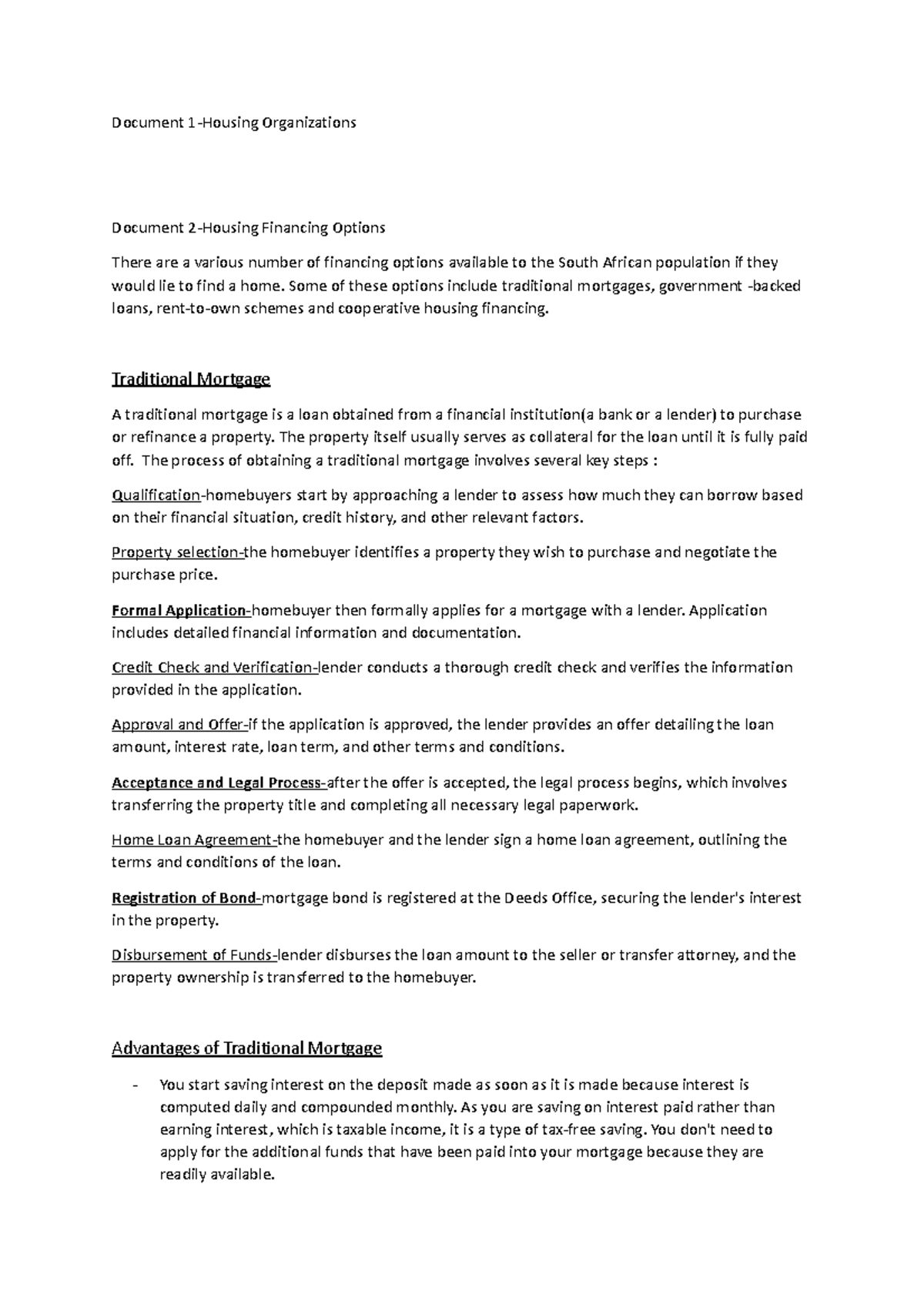 Documnet 2 Housing Financing Options - Document 1-Housing Organizations ...