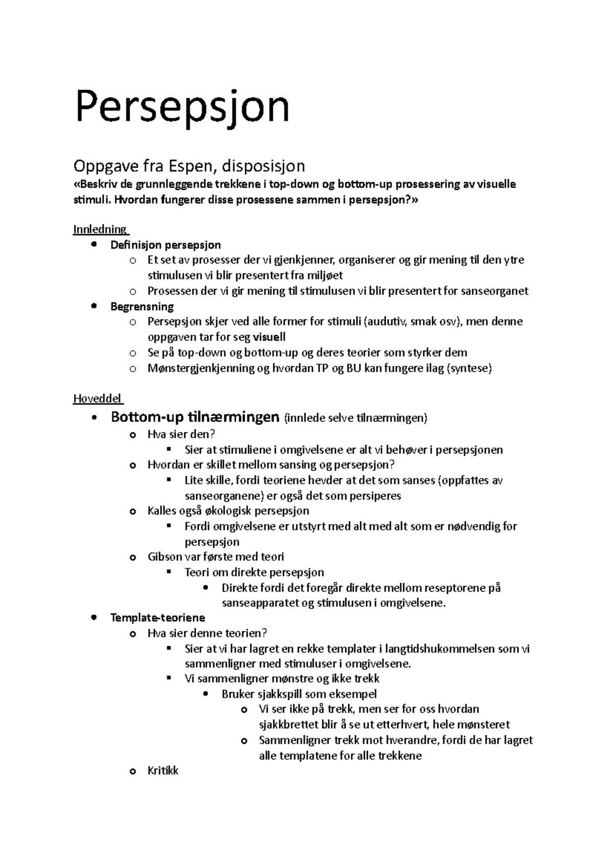 Persepsjon kognitiv - Sammendrag Cognitive Psychology - Persepsjon ...