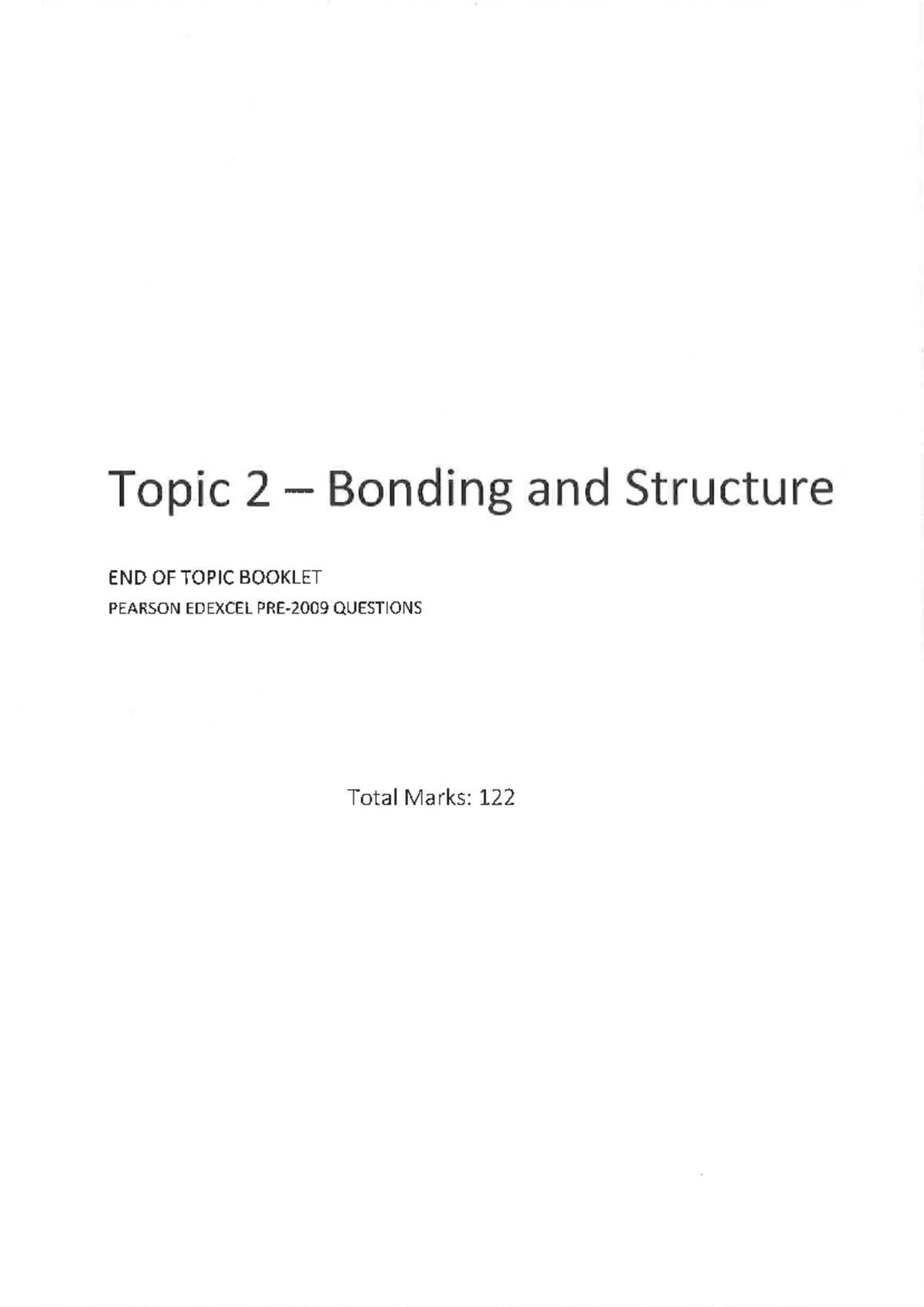 Copy of Topic 2 Bonding and Structure booklet - Studocu