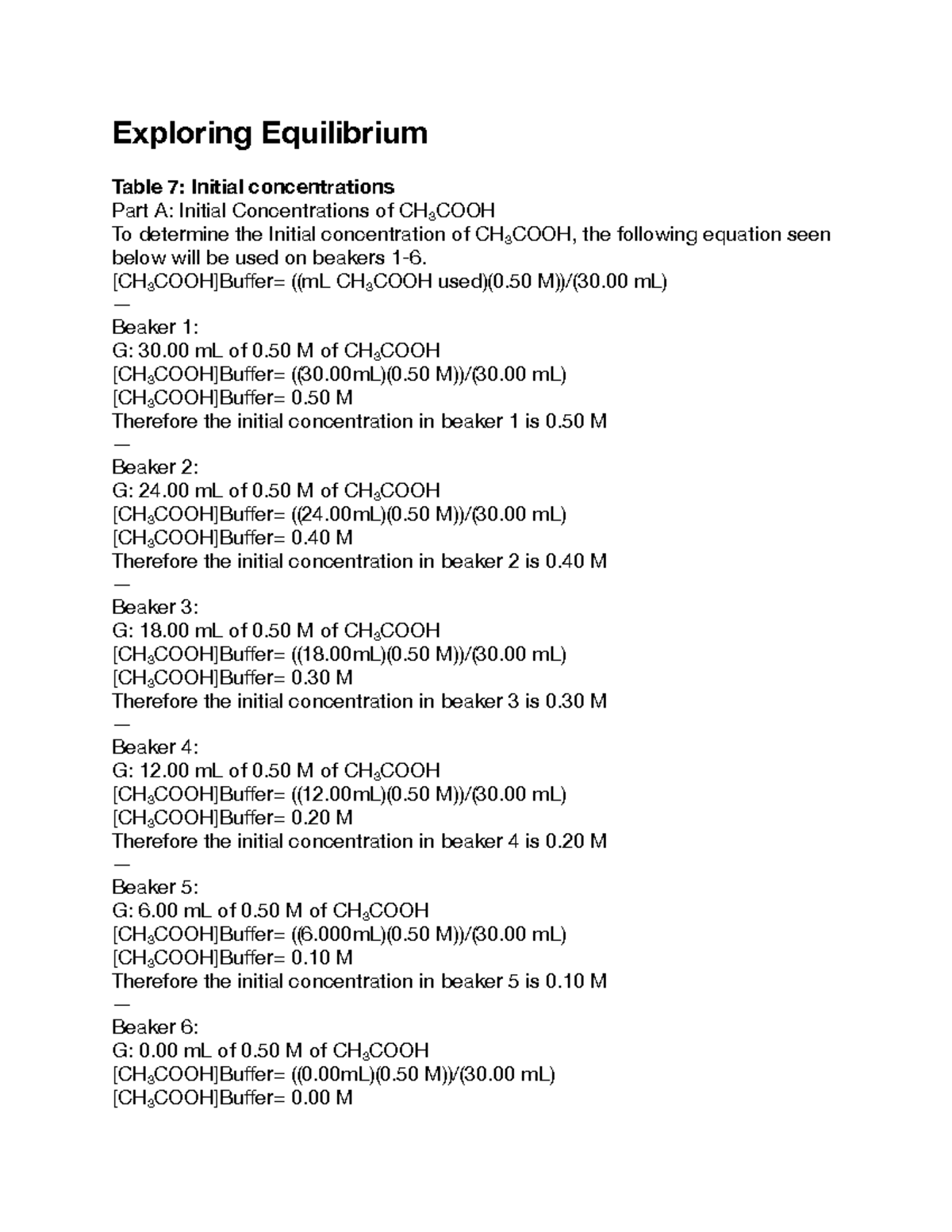 CHM1311 Lab 4 Exploring Equilibrium calculations - CHEM1130 - uOttawa ...