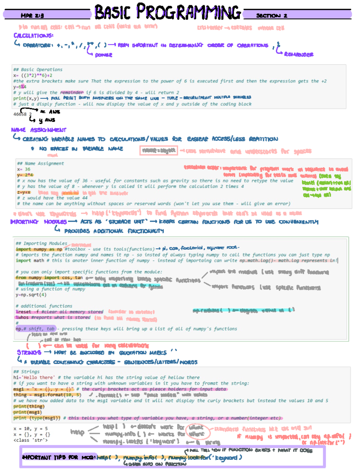 MPR Notes 2 - Mpr 213 BASIC PROGRAMMING section 2 CALCULATIONS i ...