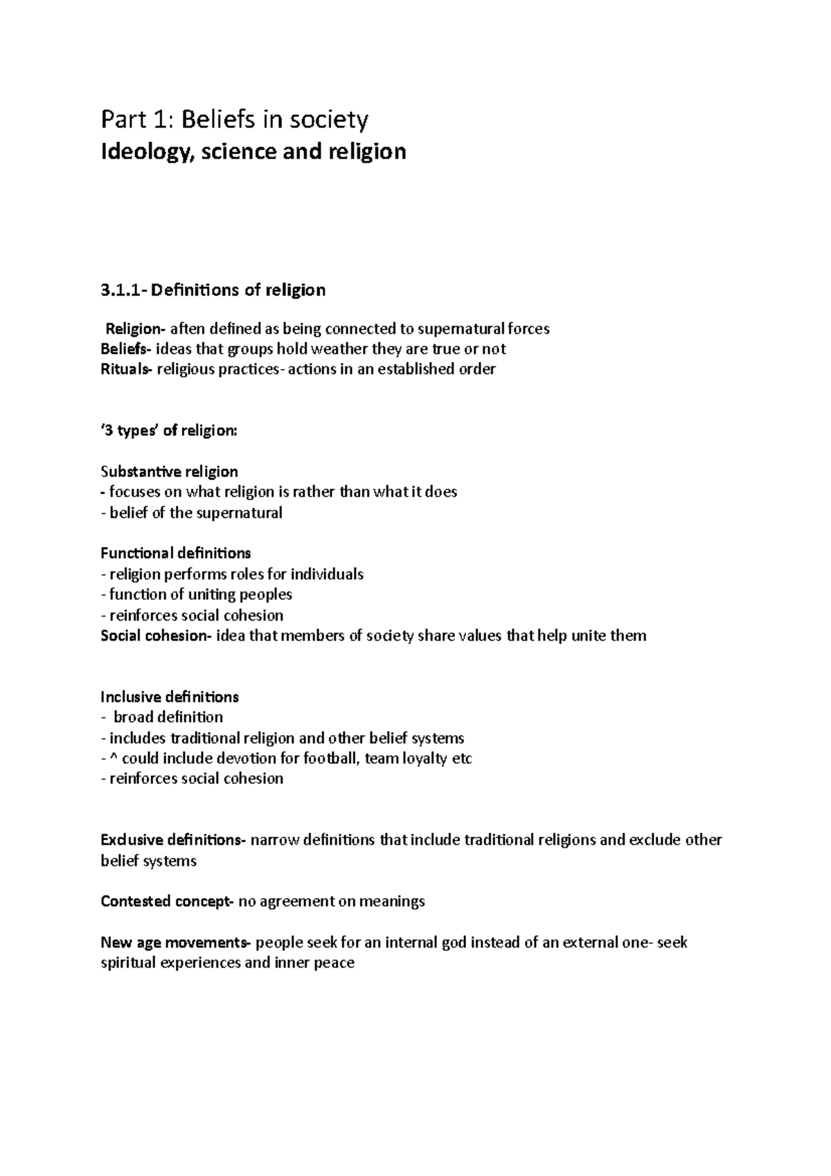 Beliefs in socioty - gggrerg - Part 1: Beliefs in society Ideology ...