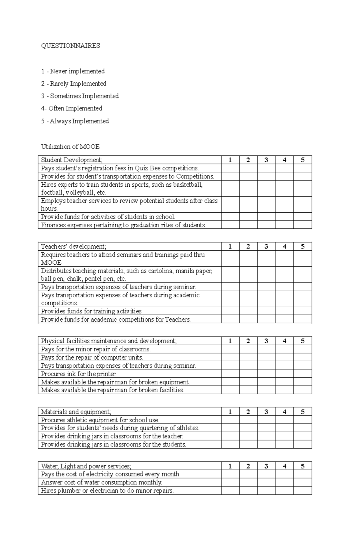 Questionnaires Research Paper in Financial Management - QUESTIONNAIRES ...