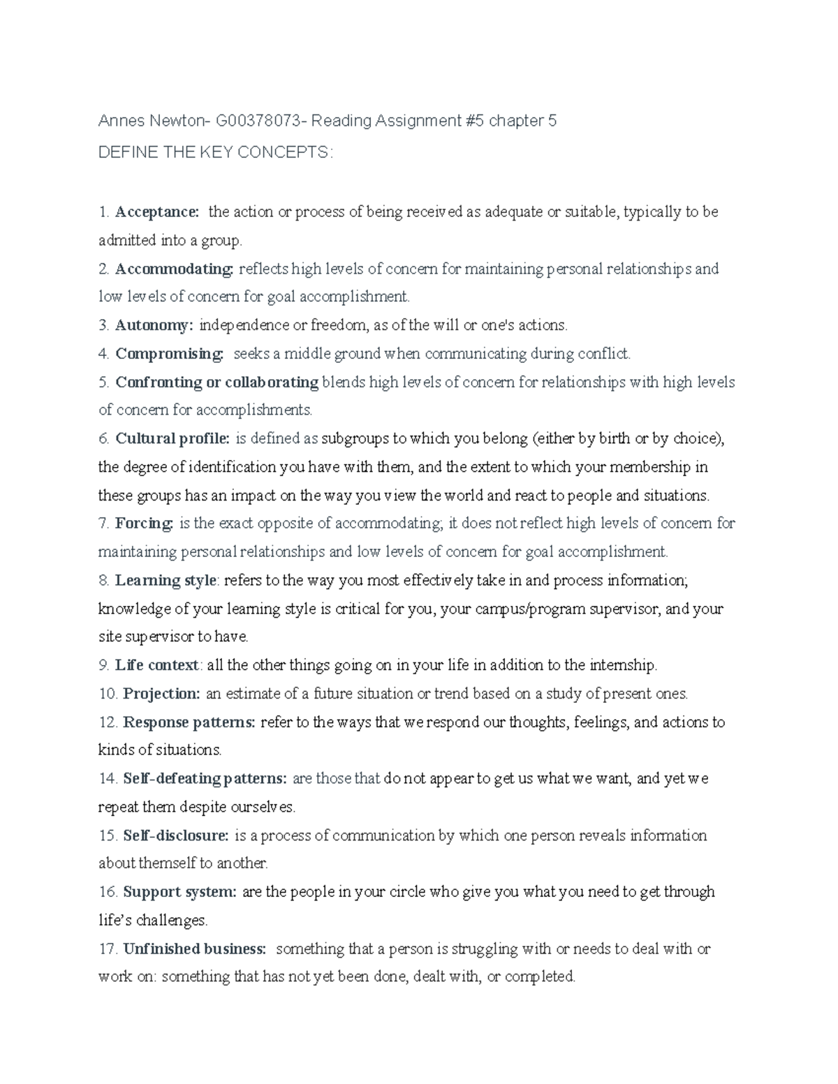 Practicum reading assignment 5 chapter 5 - Annes Newton- G00378073- Reading Assignment #5 ...