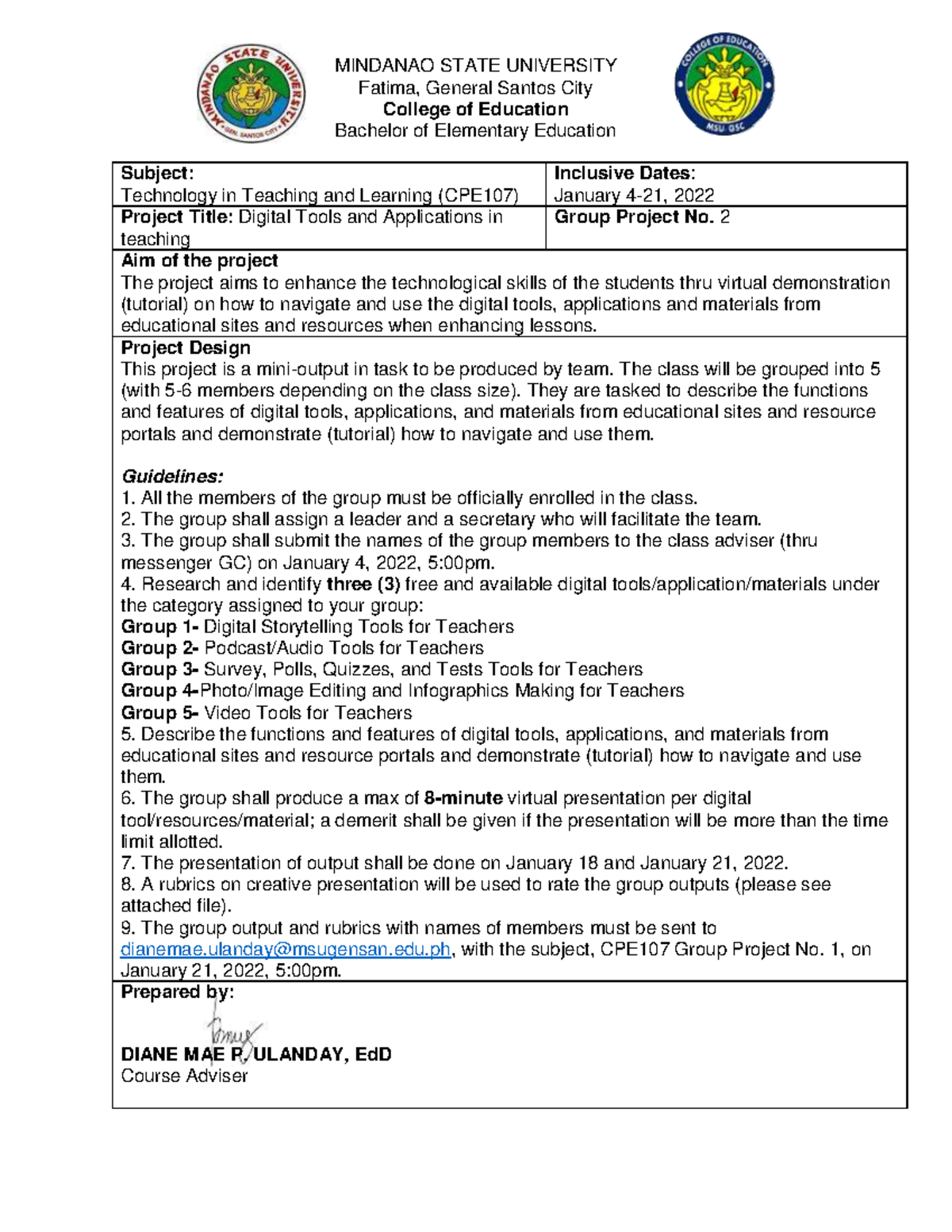 Group Project Number 2 - Education - MINDANAO STATE UNIVERSITY Fatima ...